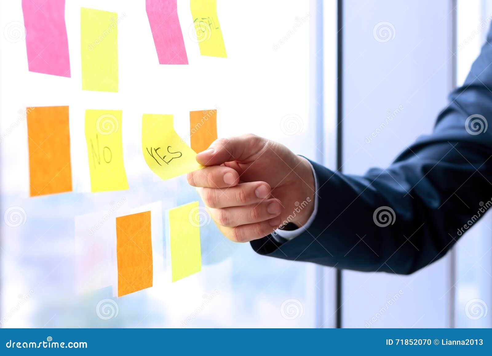 Business Man Working with Stickers in Office Stock Photo - Image of ...