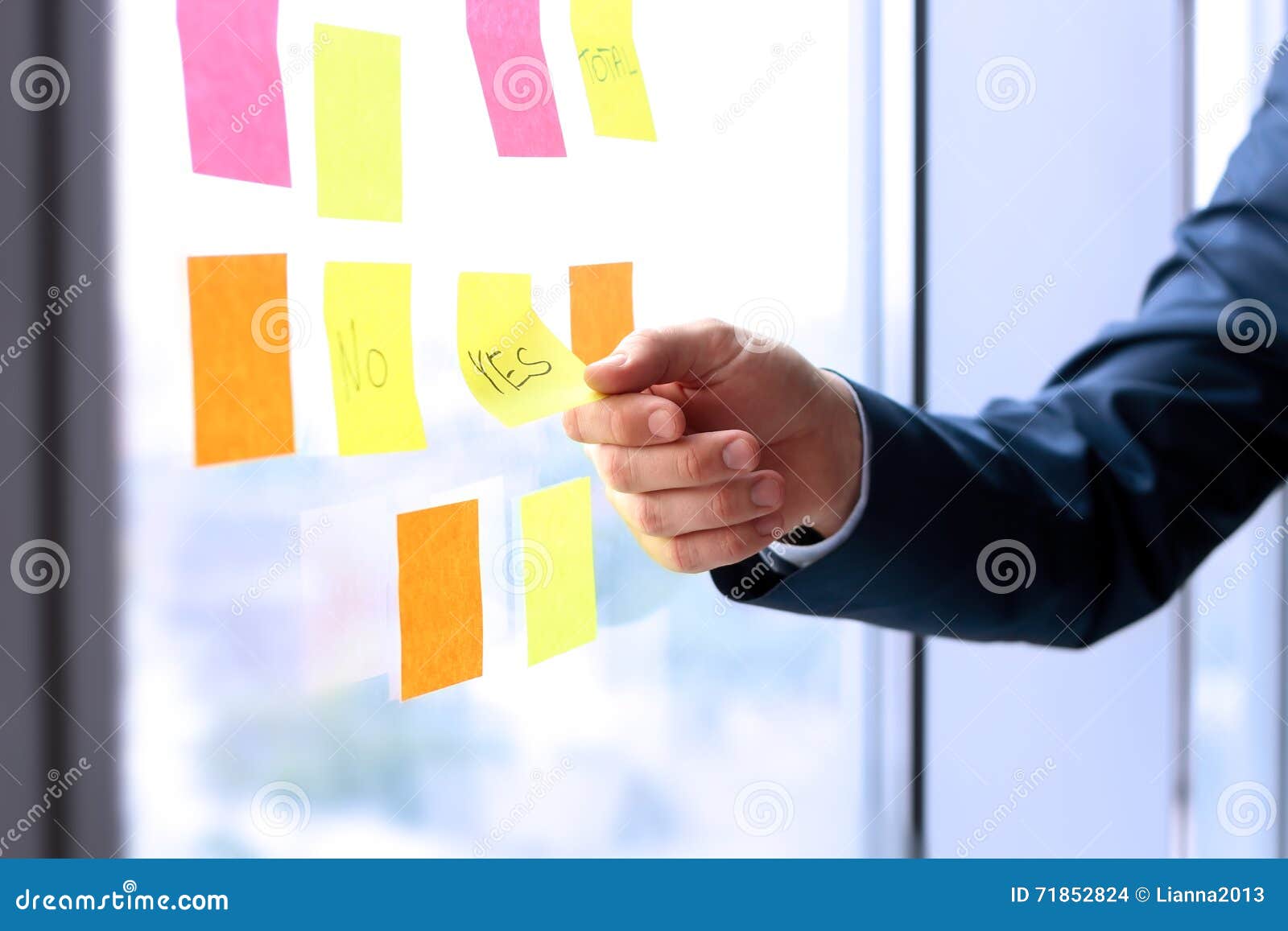 Business Man Working with Stickers in Office Stock Photo - Image of ...