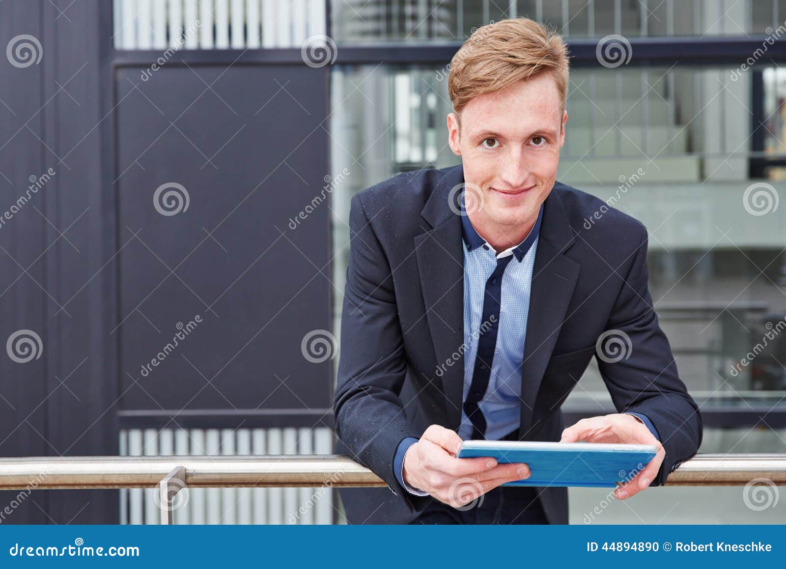 Business Man Working with Tablet PC Stock Photo - Image of business ...