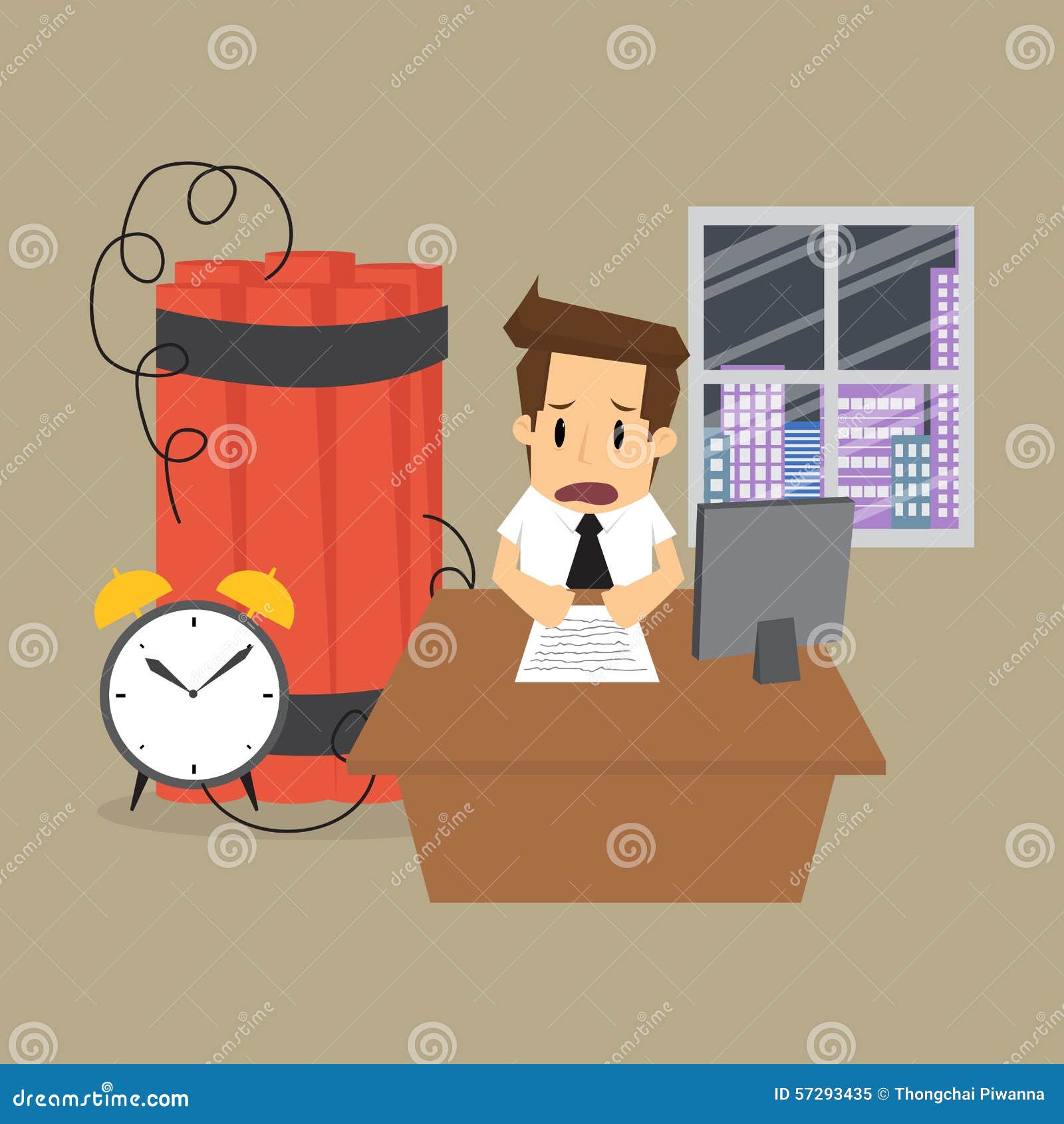 Business Man Working within the Time Limit, a Time Bomb Stock Vector ...