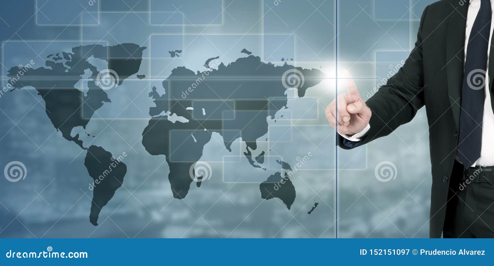 Business Man with World Map Stock Image - Image of digital, import ...