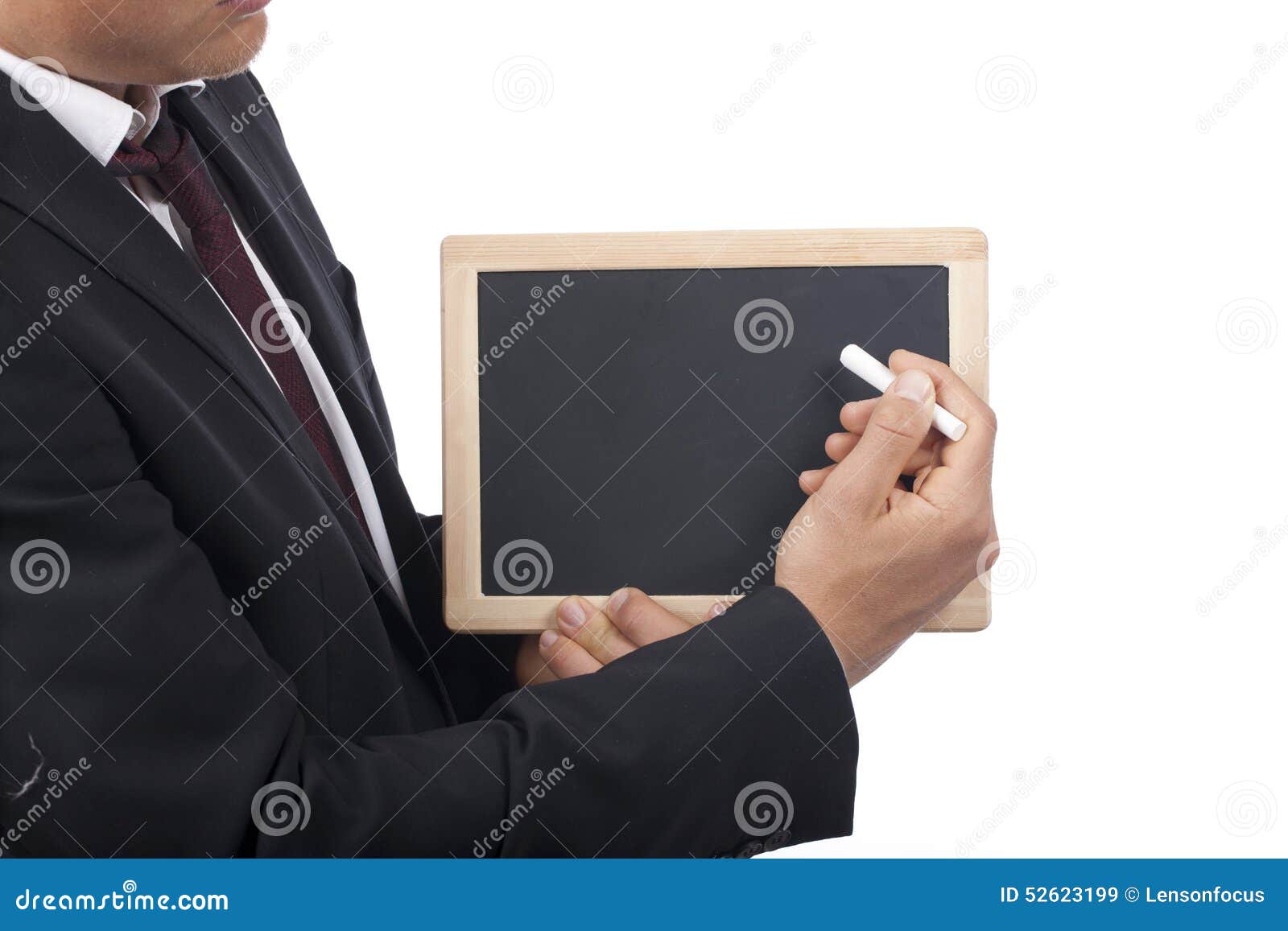 Business Man Write with Chalk on Black Board Stock Image - Image of ...