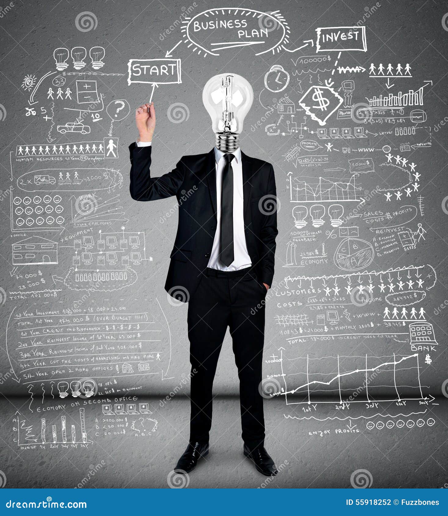 Business Man Writing Business Plan Stock Photo - Image of brainstorming ...