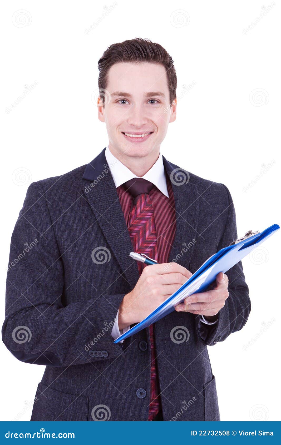 Business Man Writing on Clipboard Stock Photo - Image of professional ...