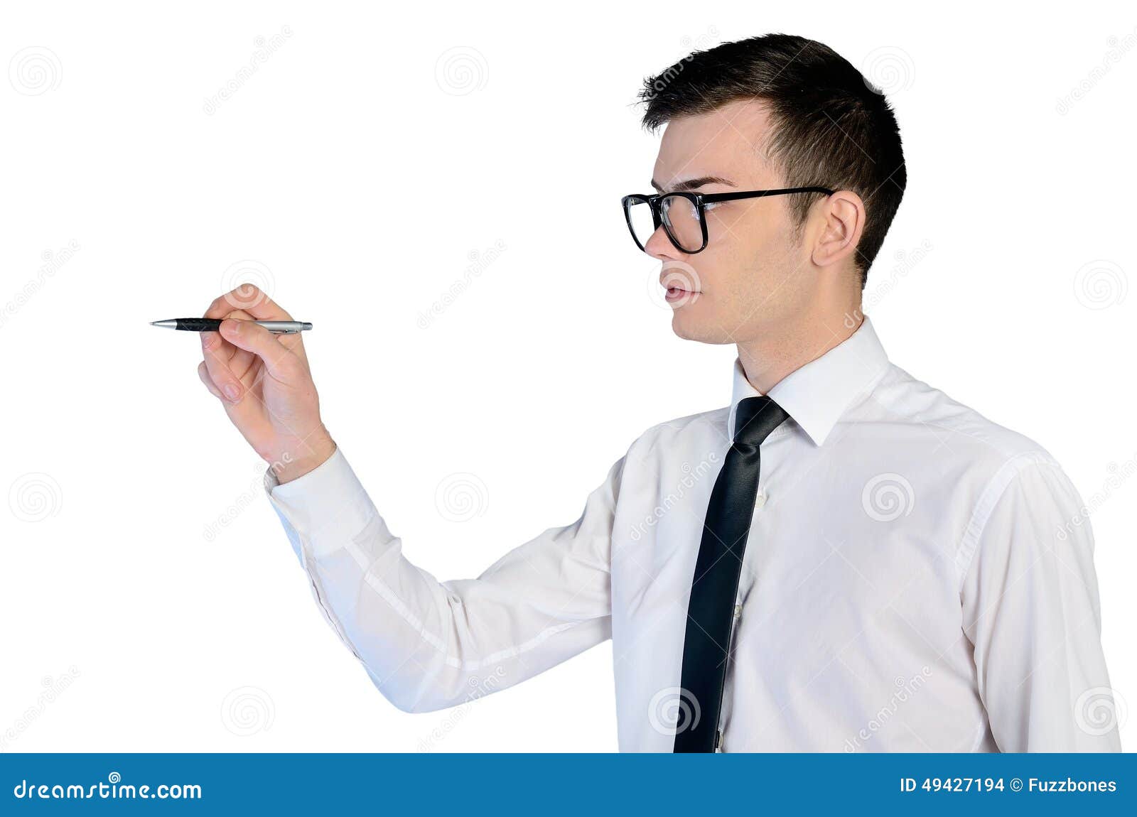 Business man writing stock photo. Image of cutout, draw - 49427194