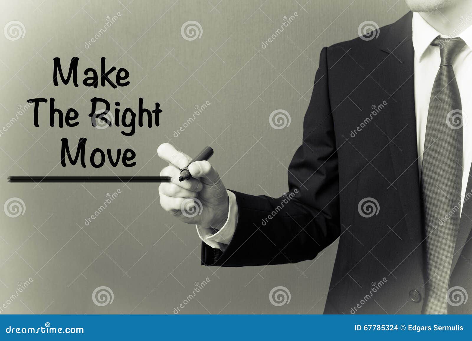 Business Man Writing - Make the Right Move Stock Photo - Image of ...