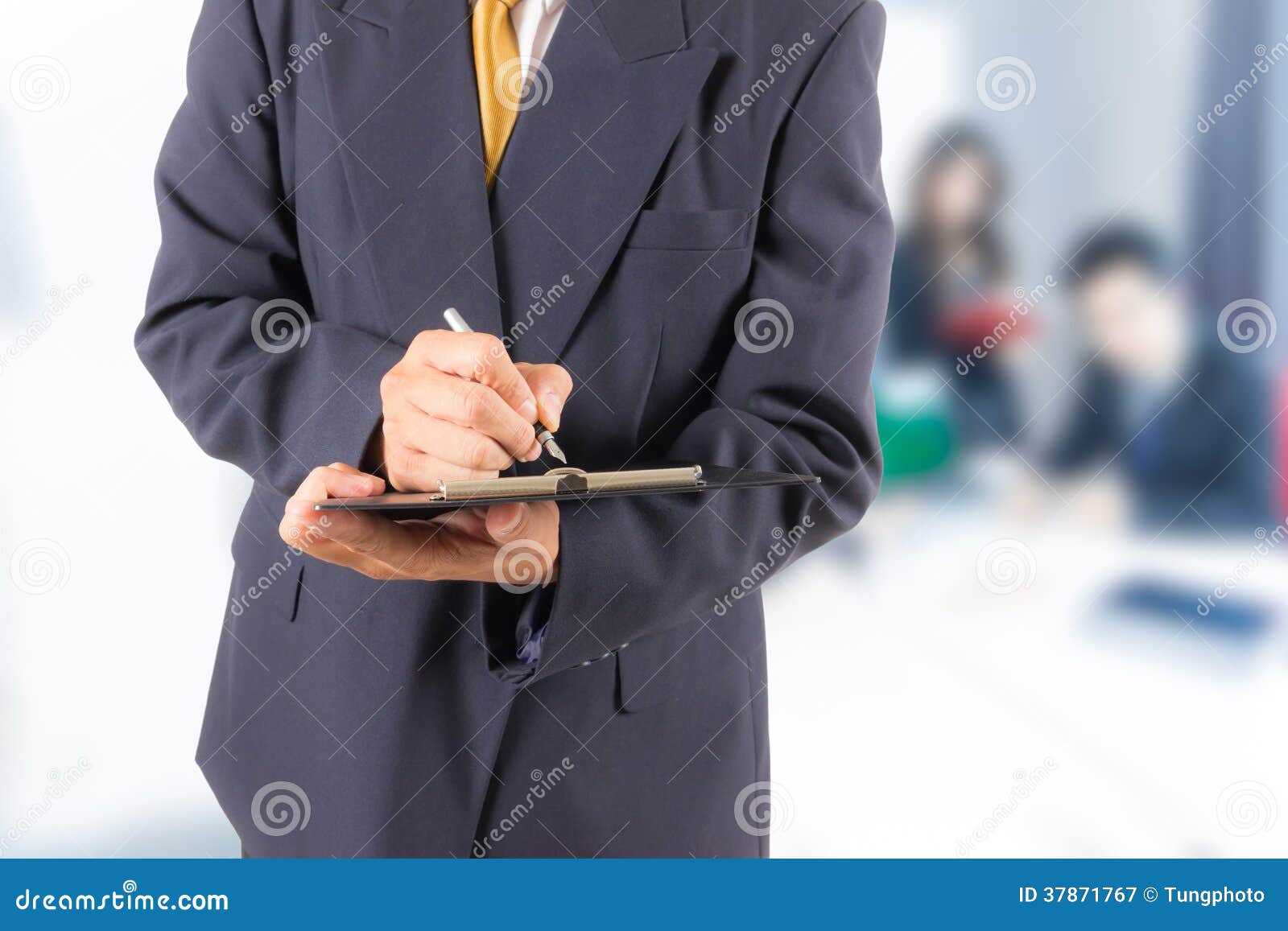 Business Man Writing on Notebook Stock Image - Image of note, list ...