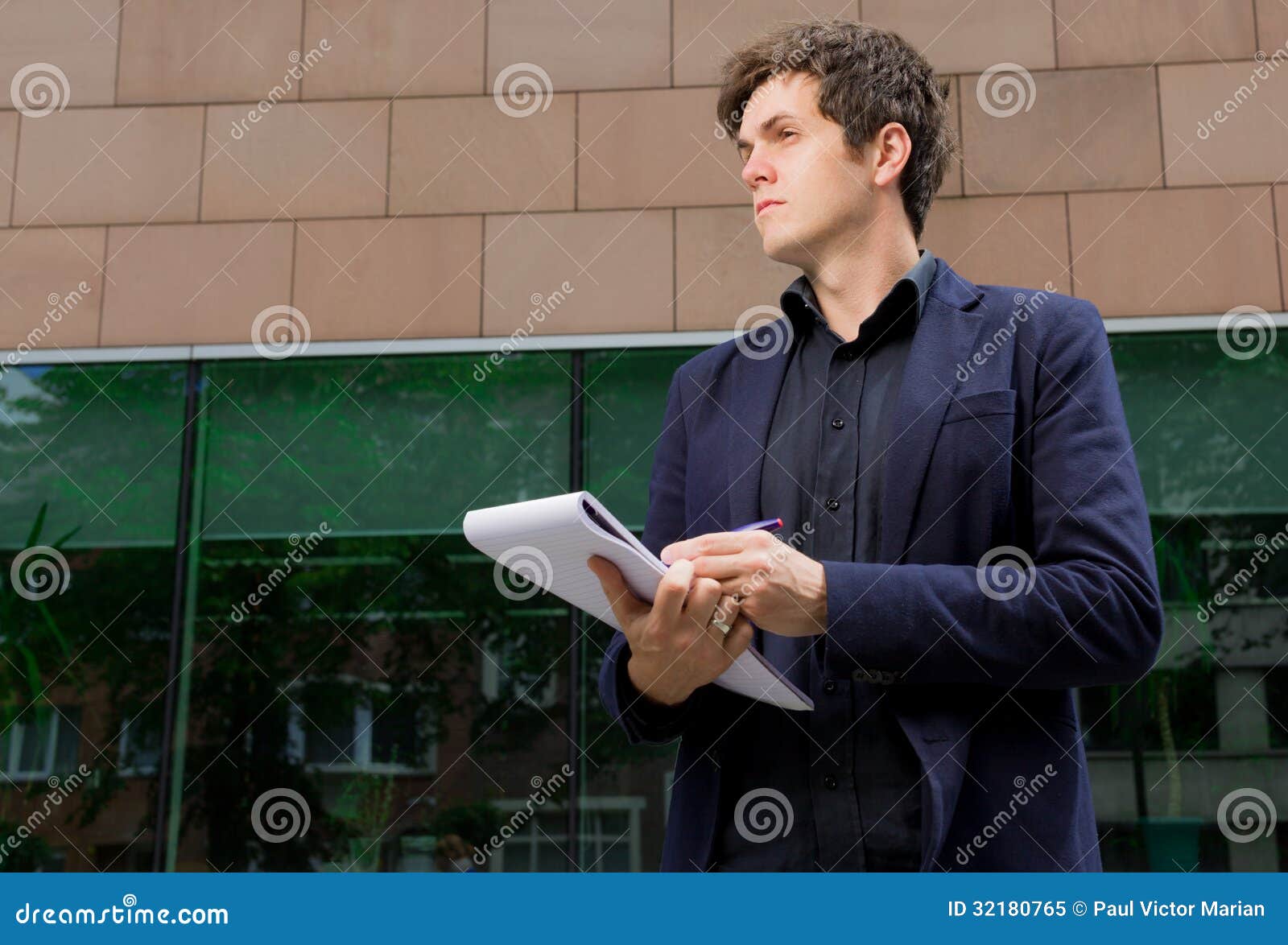 Business Man Writing in Notebook Stock Image - Image of confident ...