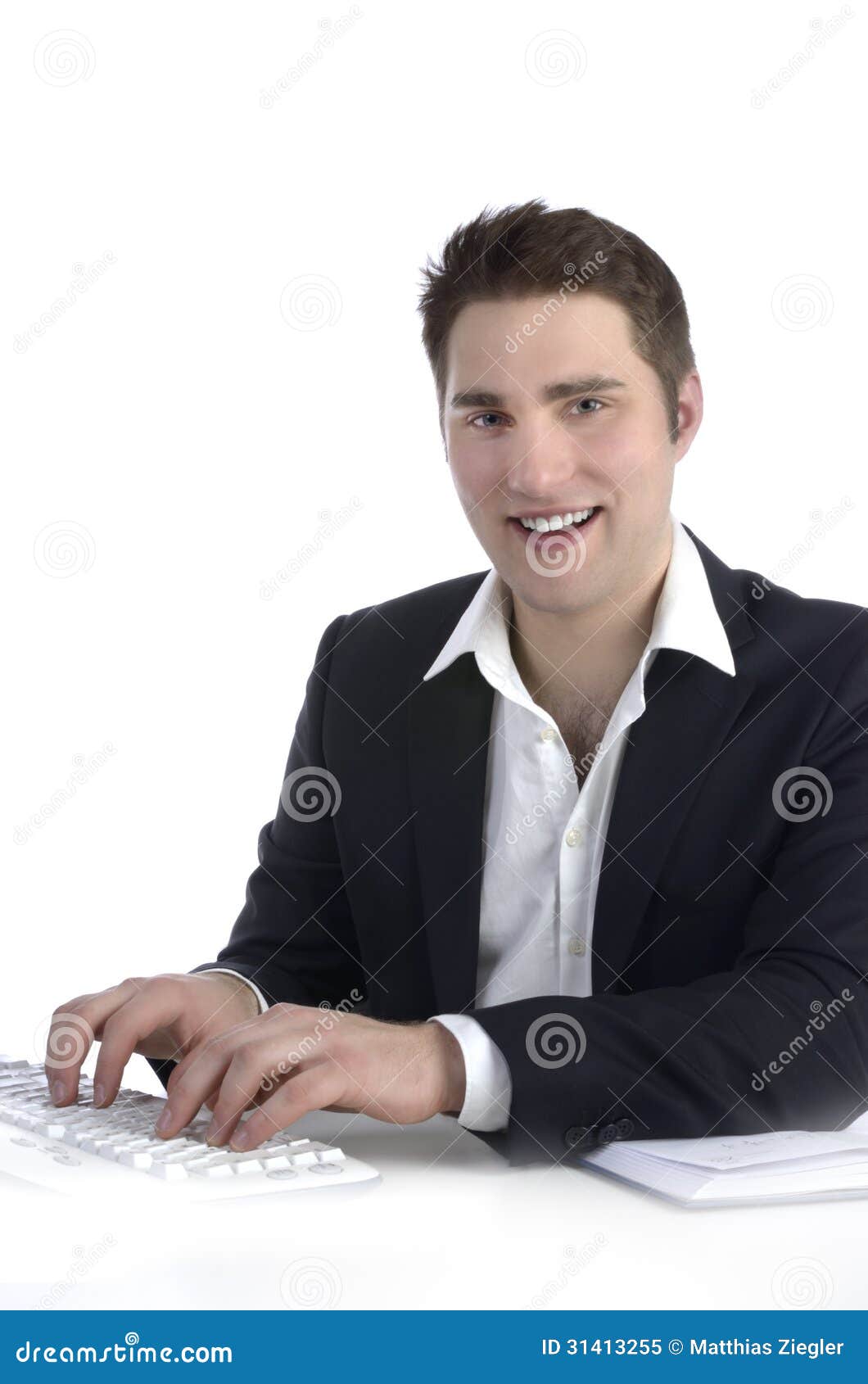 Business Man Writing at Office Desk Stock Image - Image of gesture ...