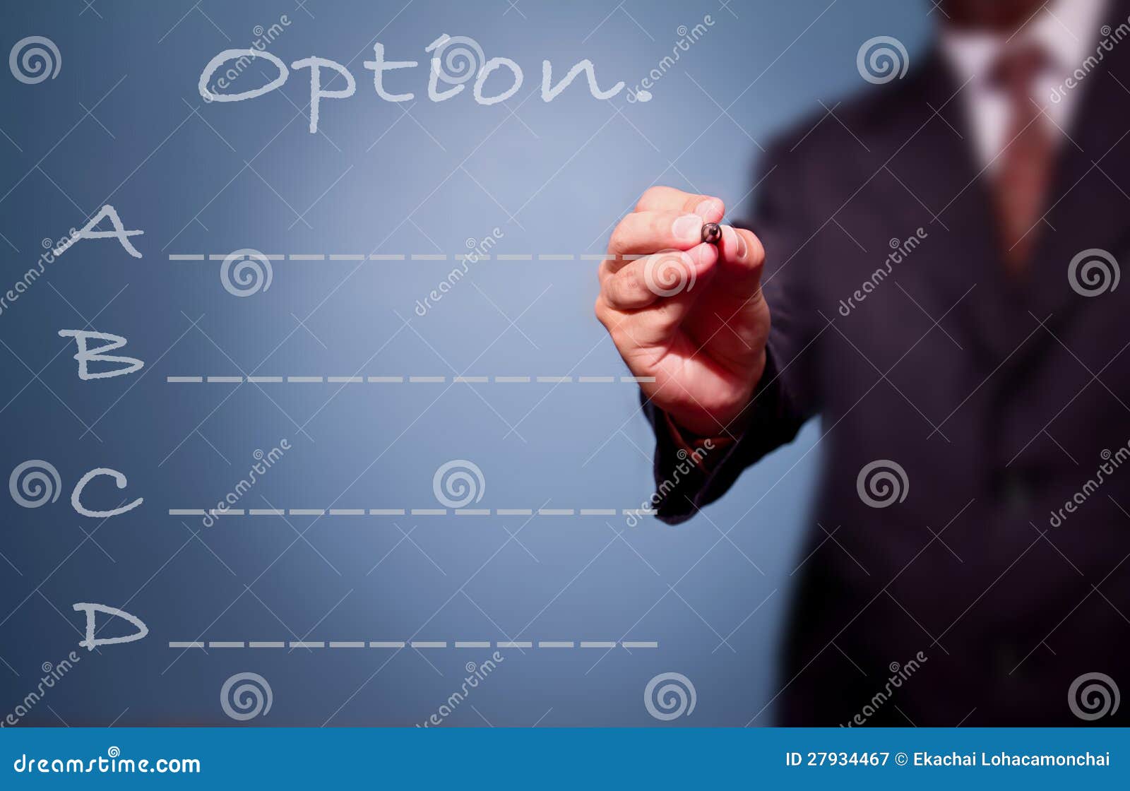 Business Man Writing Option List. Stock Image - Image of ...