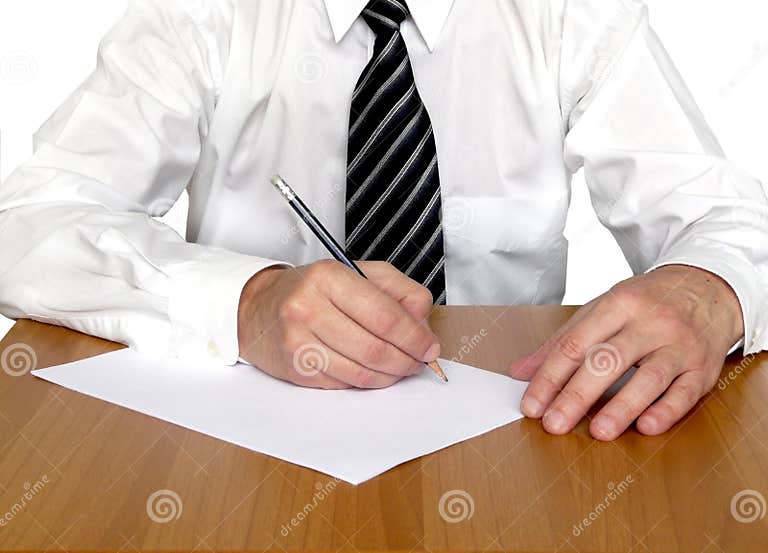 Business Man Writing at Table Stock Image - Image of desk, finance: 8280009