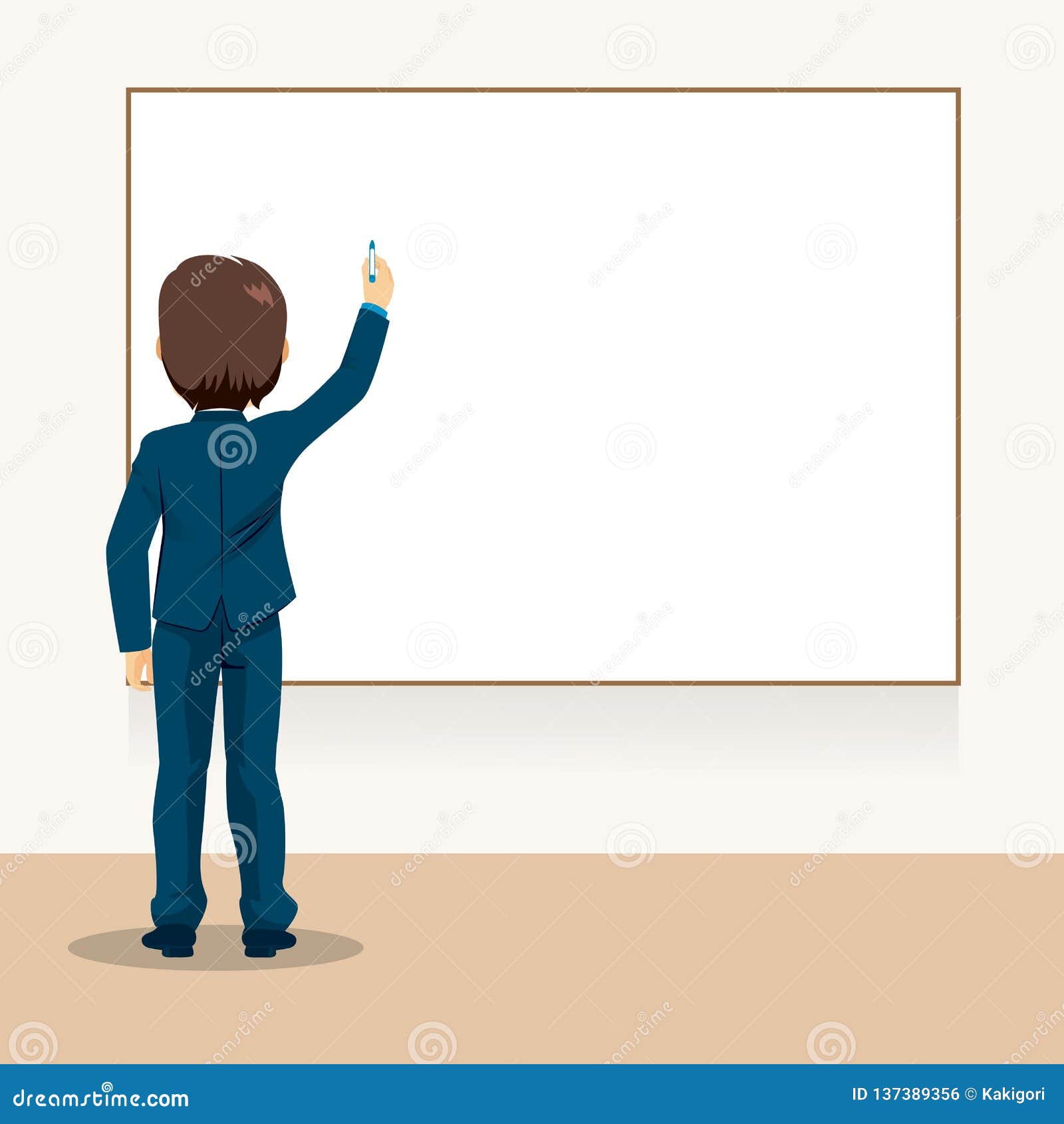Business Man Writing on Whiteboard Stock Vector - Illustration of room ...