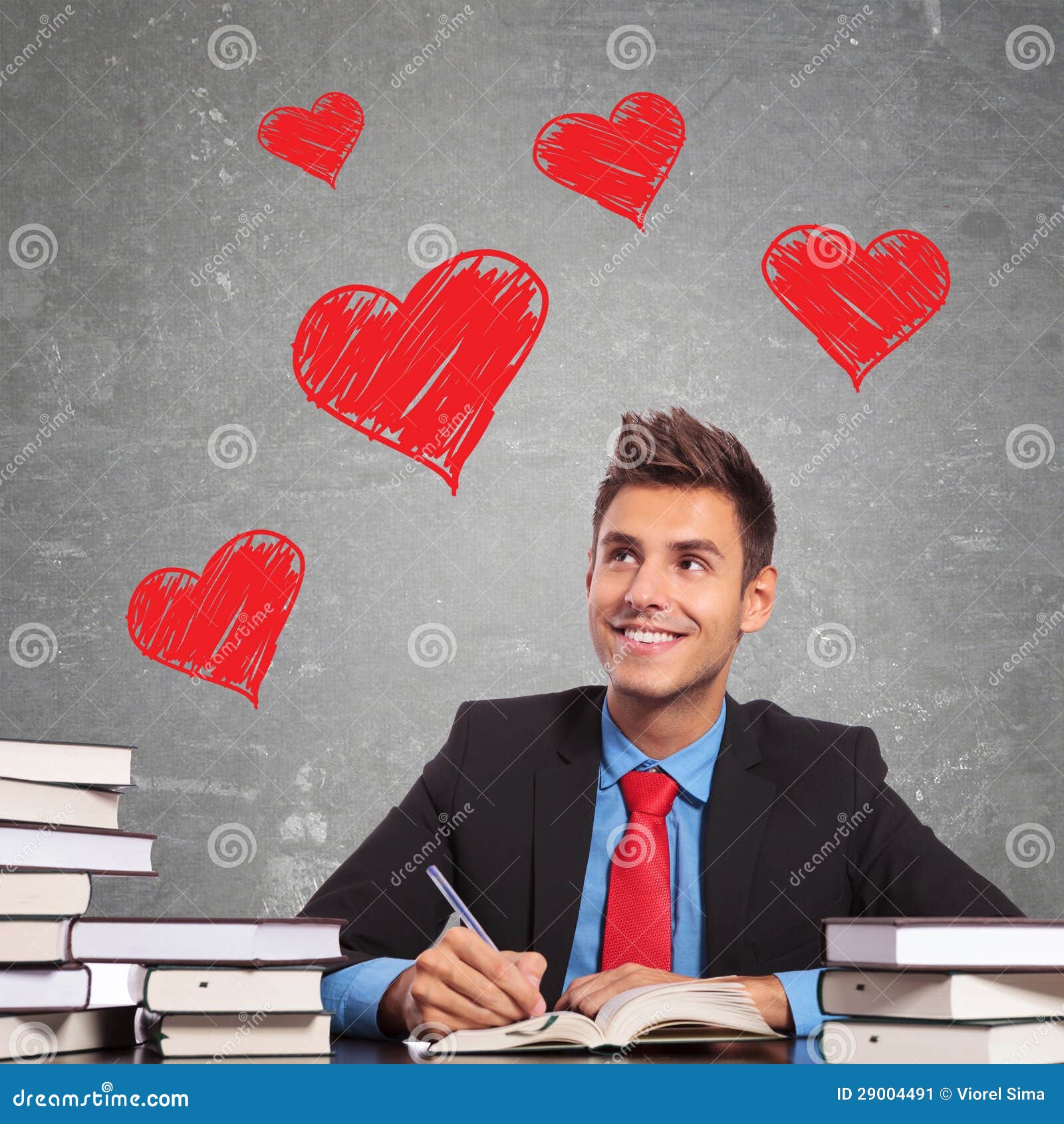Business Man Writting a Love Letter Stock Image - Image of thinking ...