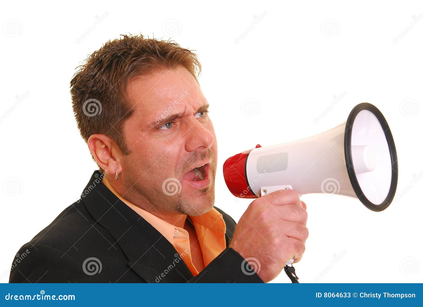 Business Man Yelling into a Megaphone Stock Image - Image of male ...