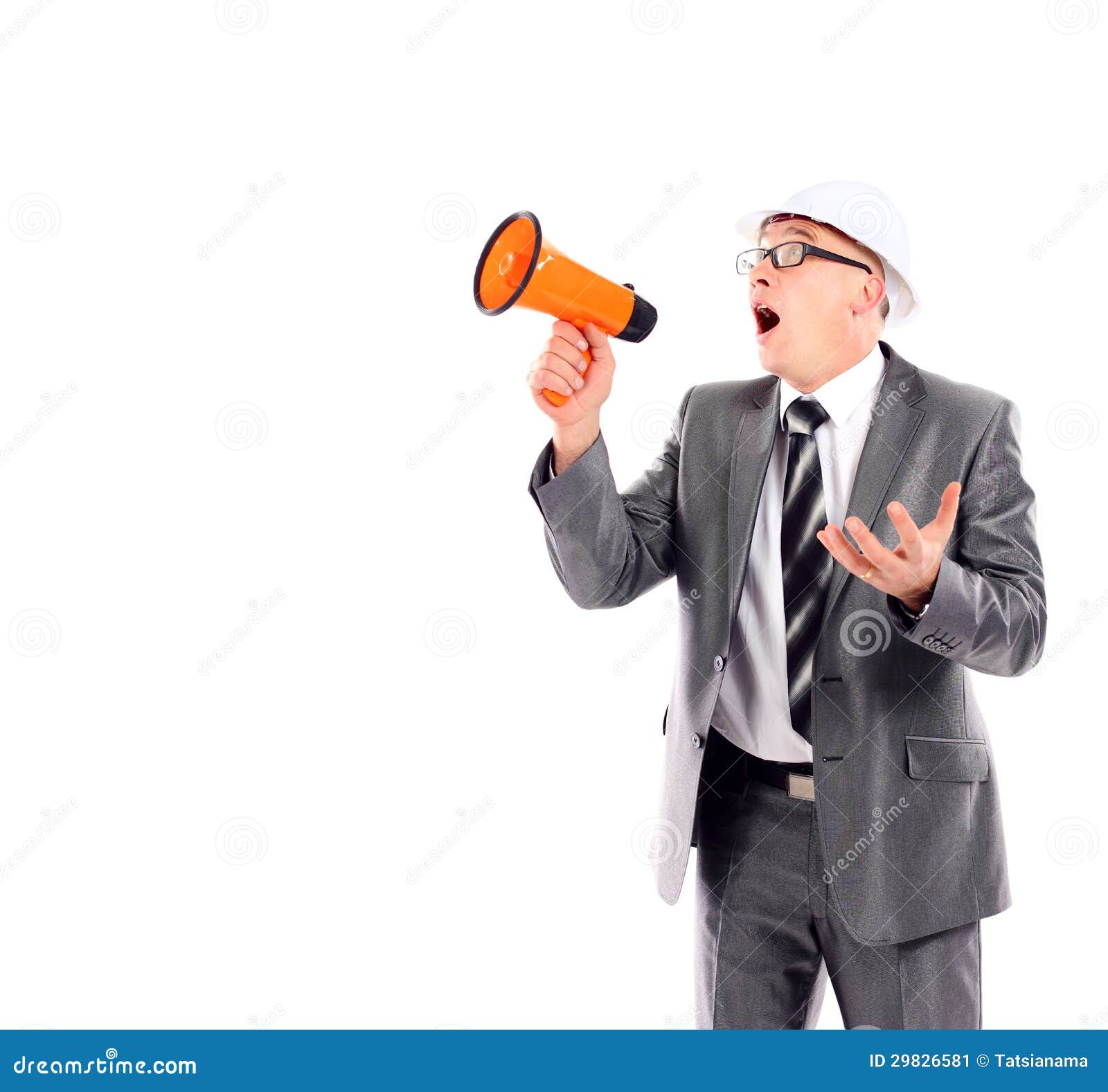 Business Man Yelling through a Megaphone Stock Image - Image of looking ...