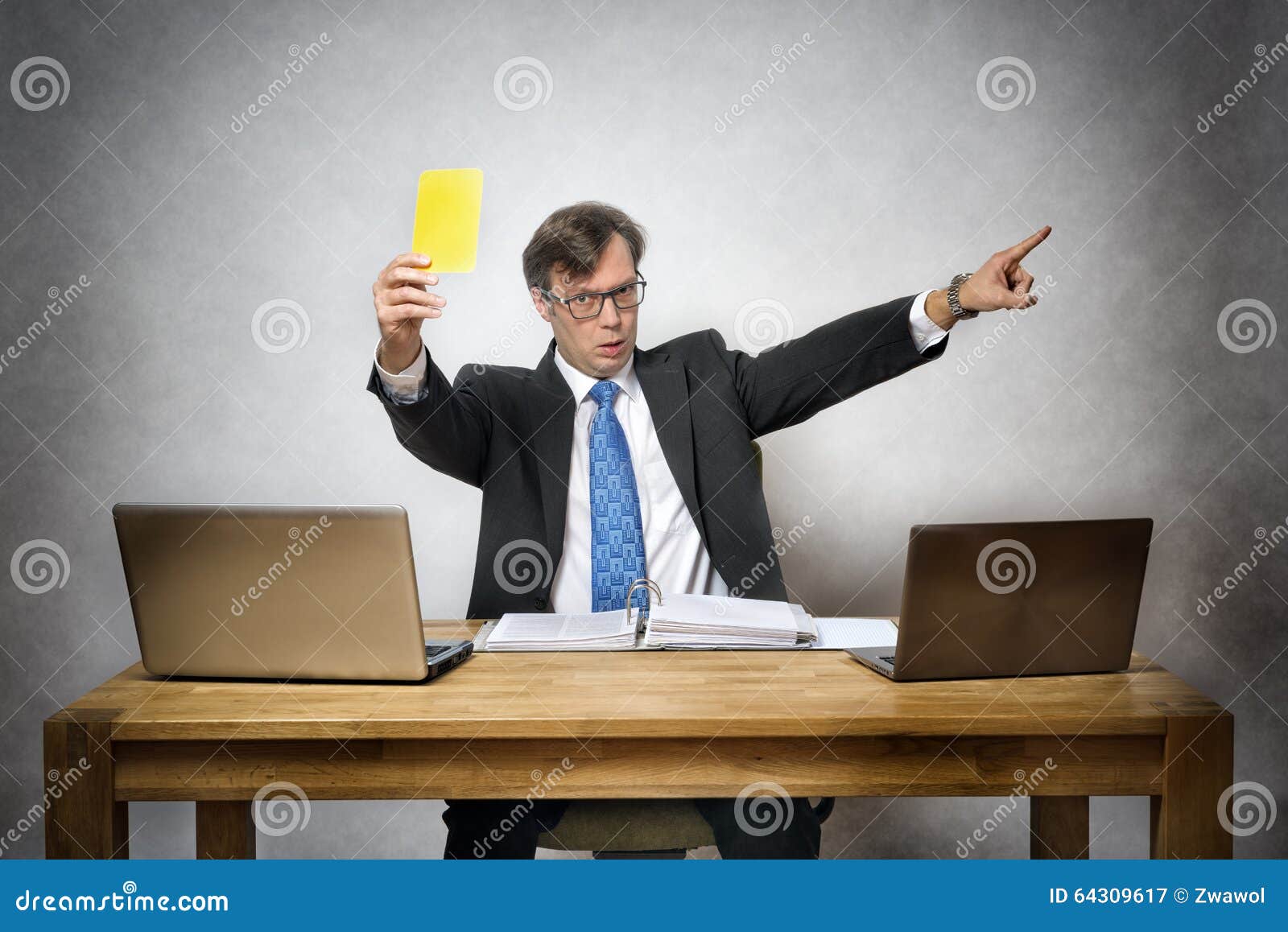 Business Man with Yellow Card Stock Image - Image of boss, hand: 64309617