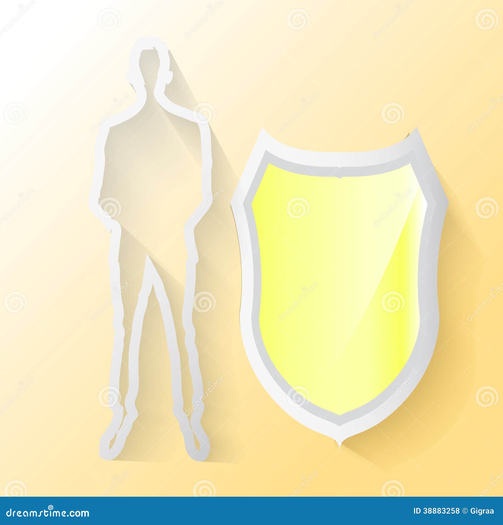 Business Man with Yellow Shield Stock Vector - Illustration of agent ...