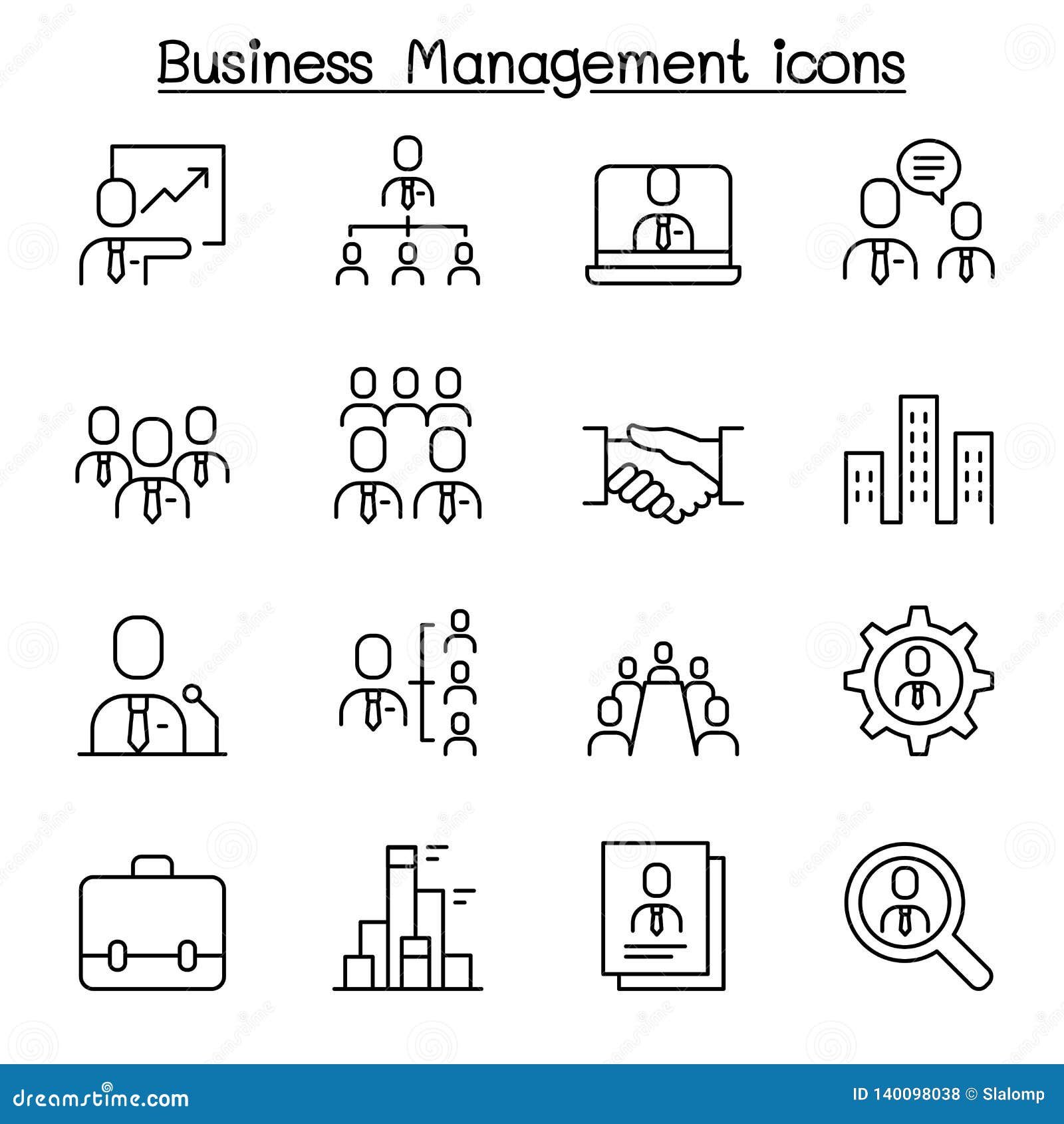 Business Management, Business Administration Icon Set in Thin Line ...