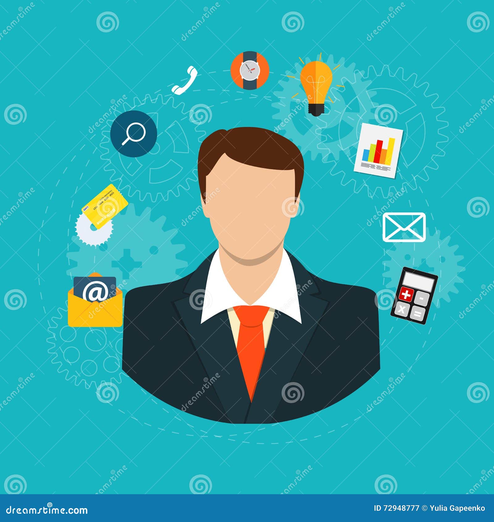 Business Management Concept in Modern Flat Style Vector Illustration ...