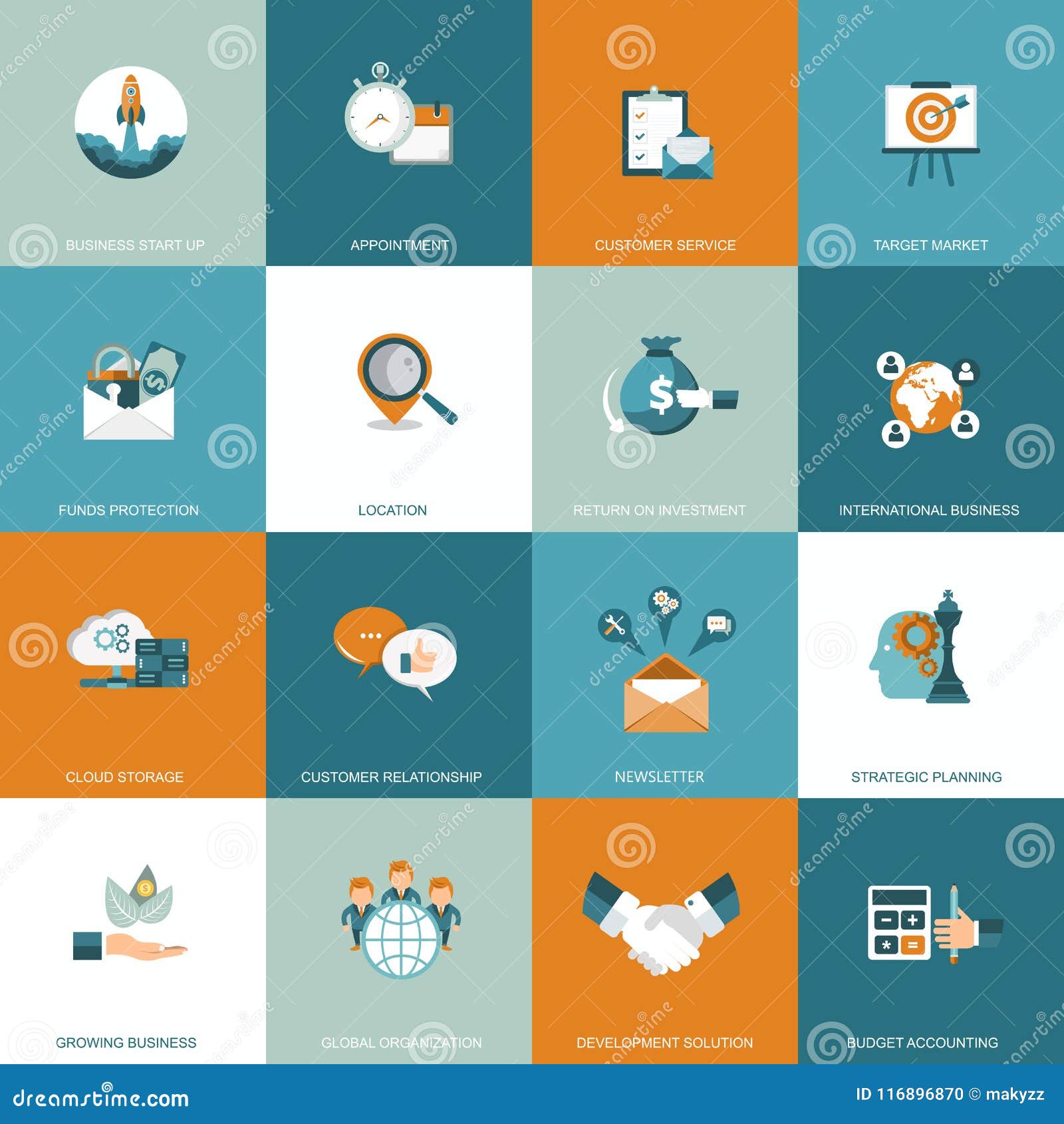 Business, Management and Finances Icon Set. Flat Vector Illustration ...