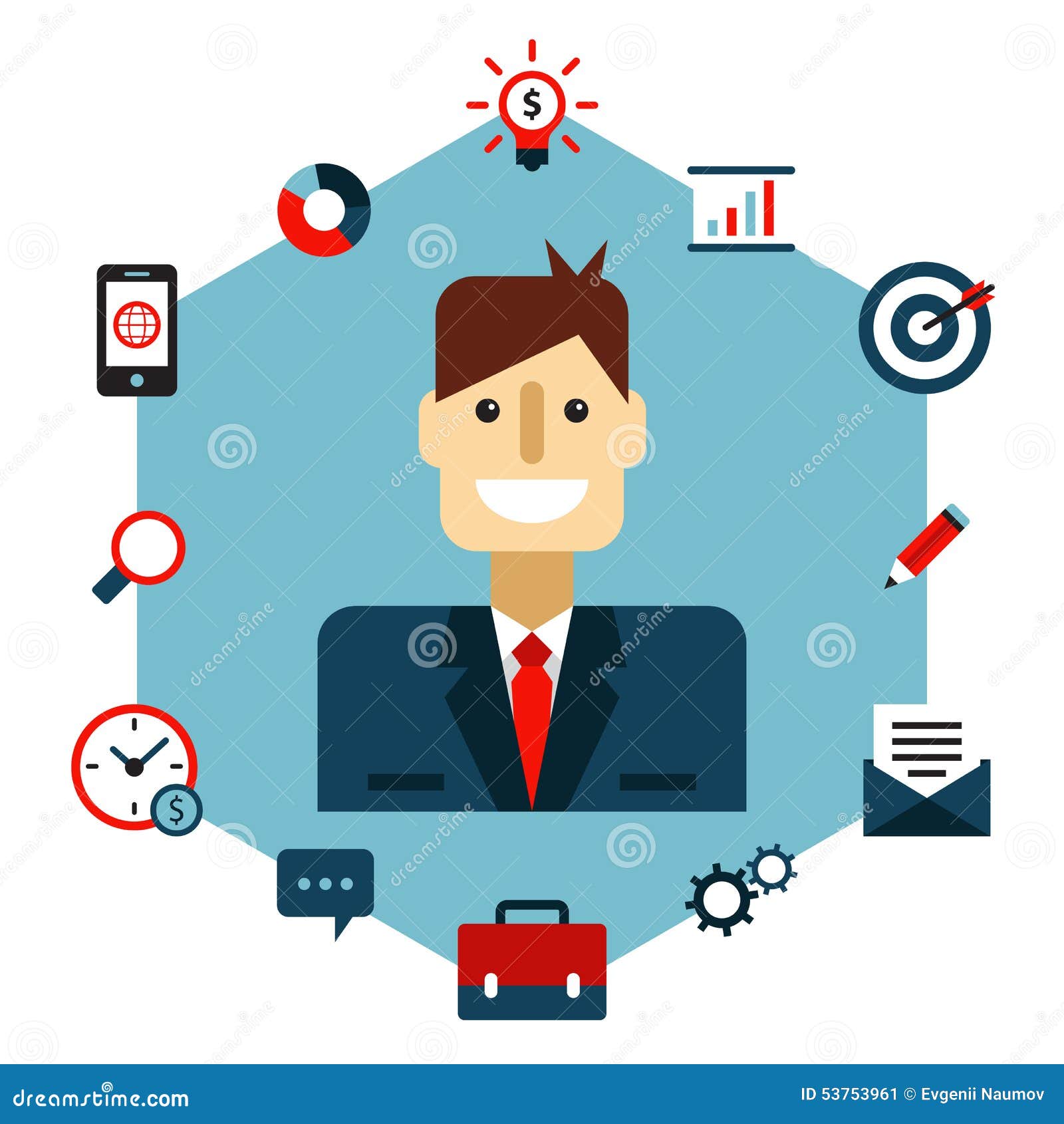 Business Management Flat Illustration Stock Vector - Illustration of ...