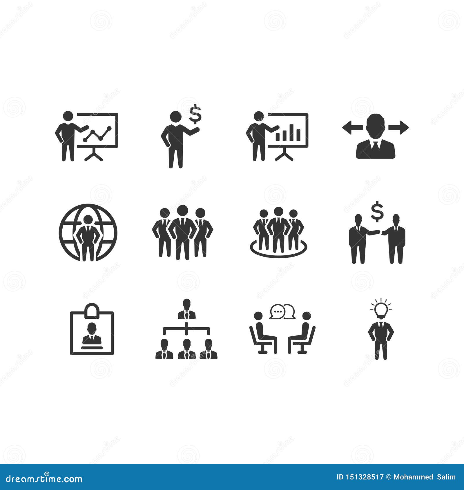 Business Management Icon Set - Gray Version Stock Vector - Illustration ...