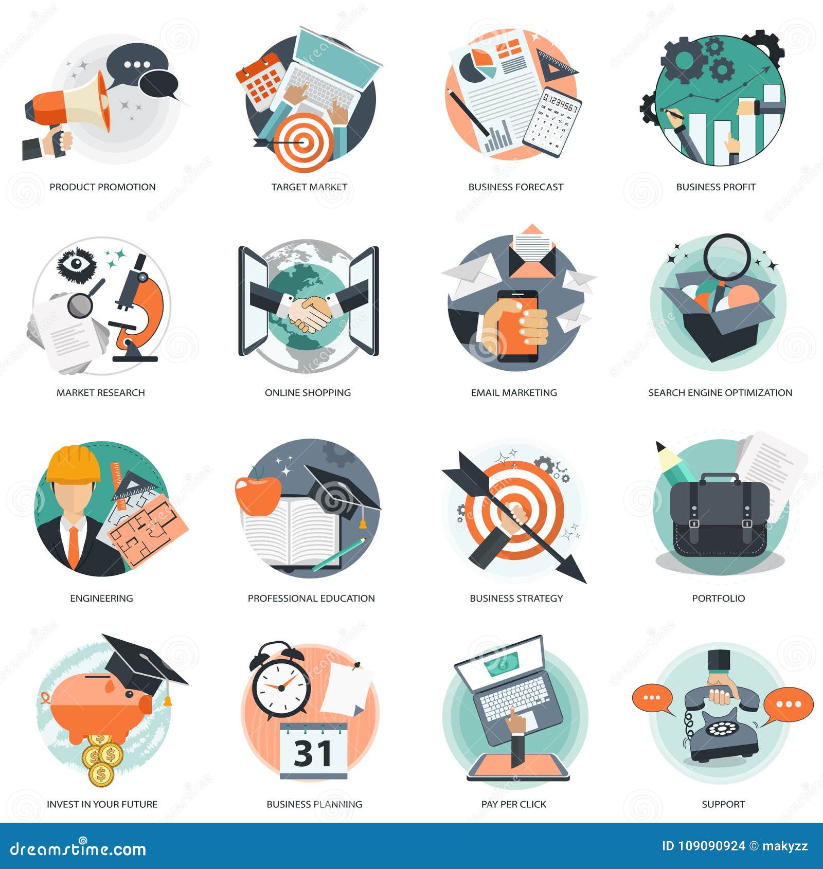 Business and Management Icon Set for Website Development and Mobile ...