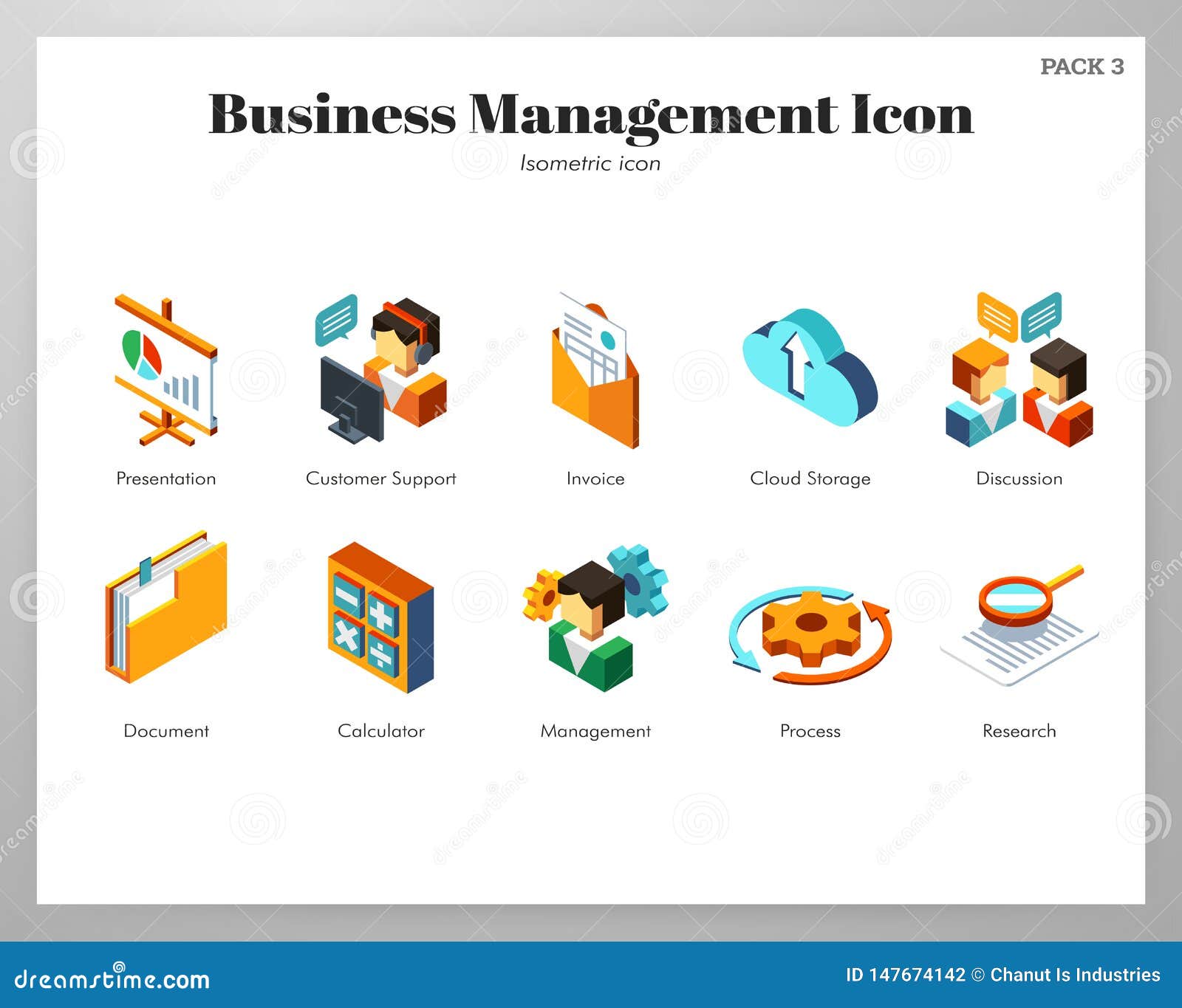 Business Management Icons Isometric Pack Stock Vector - Illustration of ...