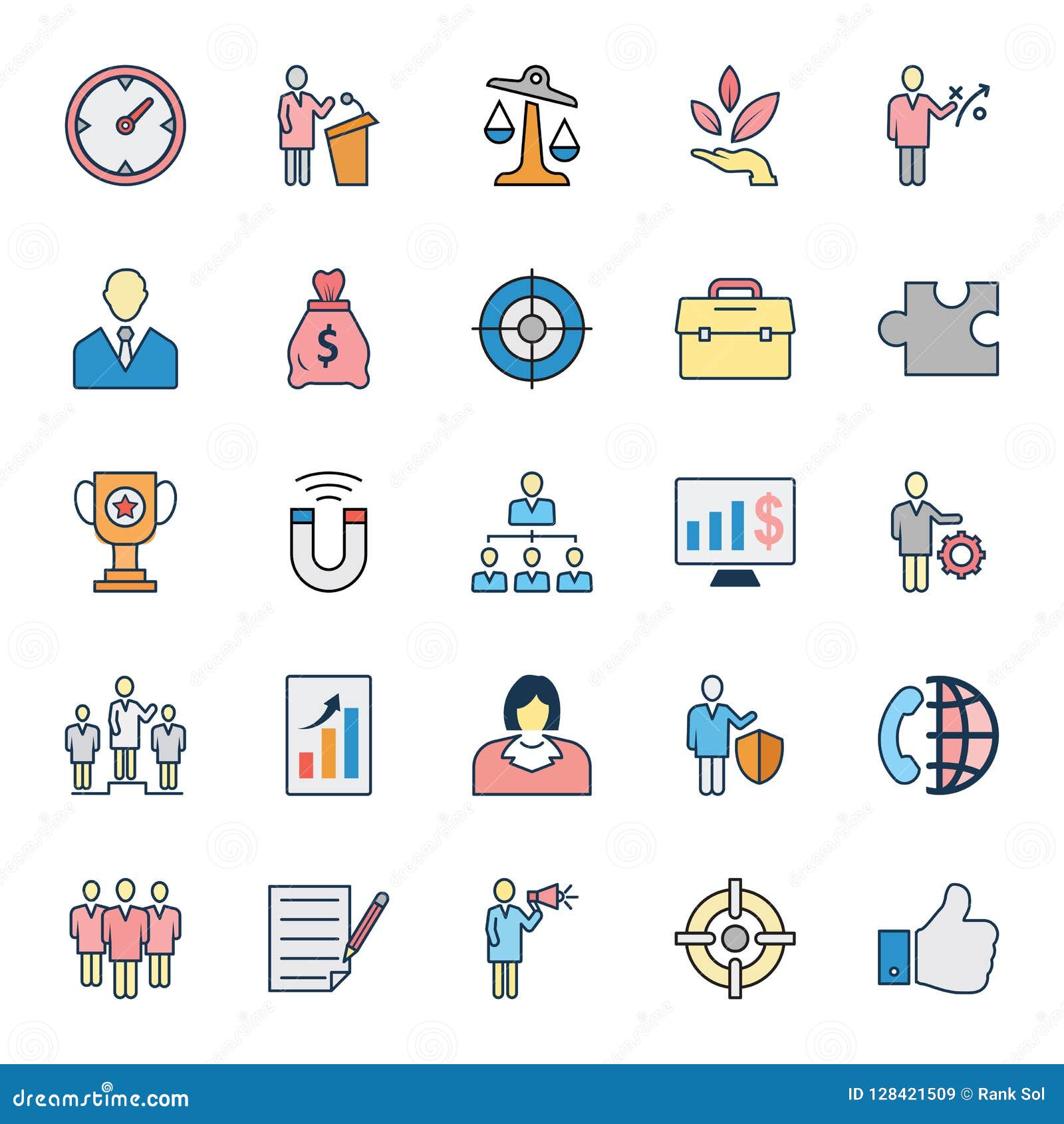 Business and Management Isolated Vector Icons Set that Can Be Easily ...