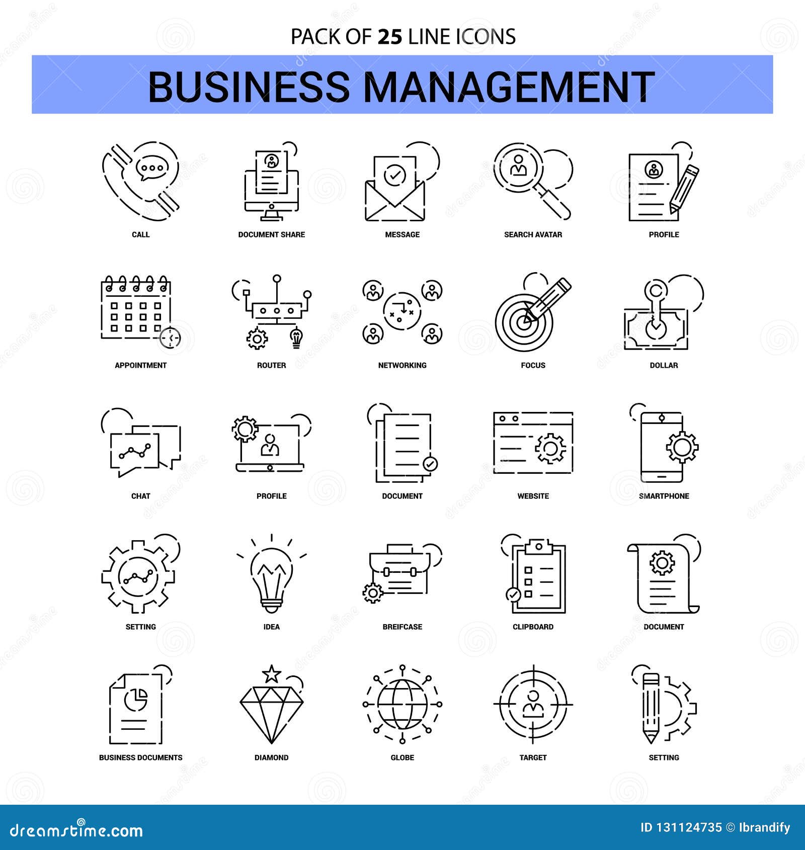 Business Management Line Icon Set - 25 Dashed Outline Style Stock ... Business Management Line Icon Set - 25 Dashed Outline Style Stock ...