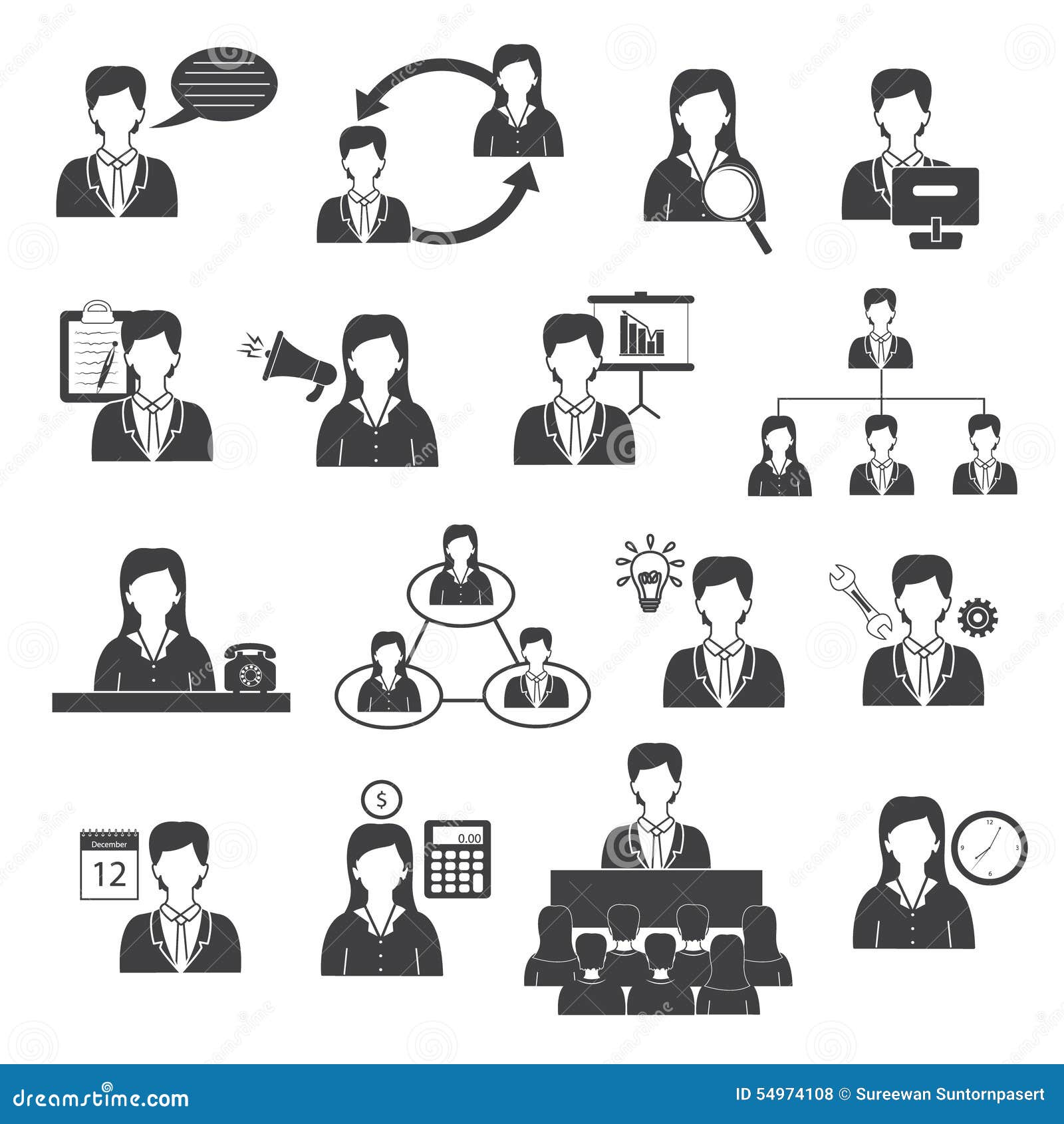 Business Management and Organization Icons Set Stock Vector ...