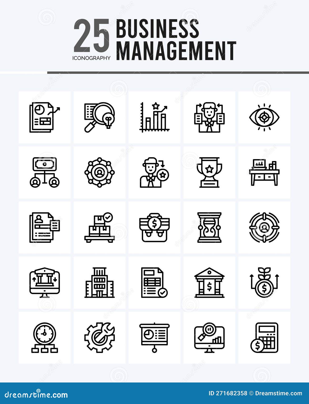 25 Business Management Outline Icons Pack Vector Illustration Stock ...