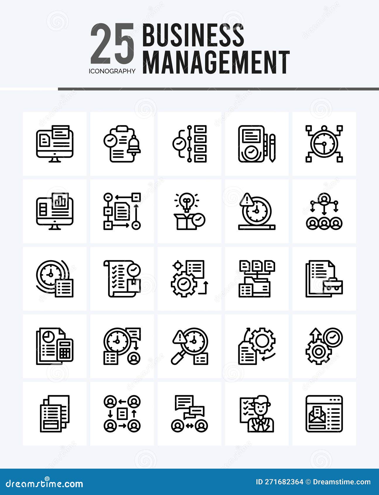 25 Business Management Outline Icons Pack Vector Illustration Stock ...