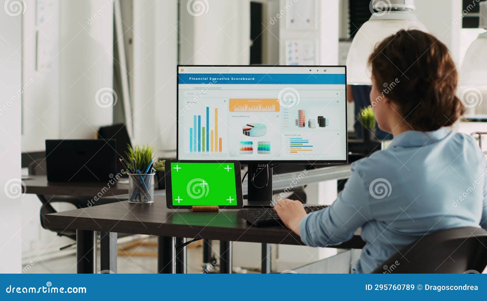 Business Manager Checks Greenscreen Stock Video - Video of agency ...