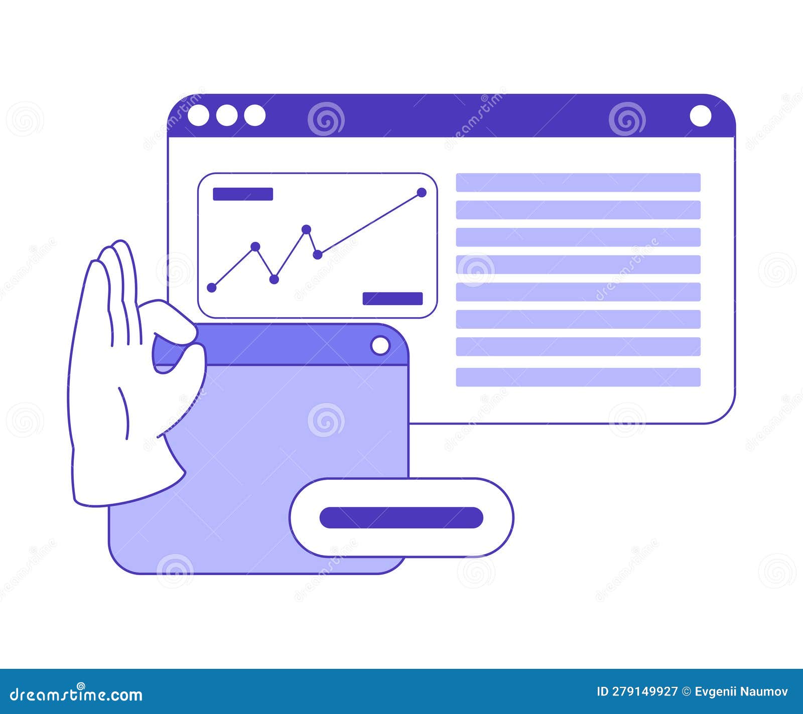 Business and Marketing with Graph or Chart Window Display Vector ...