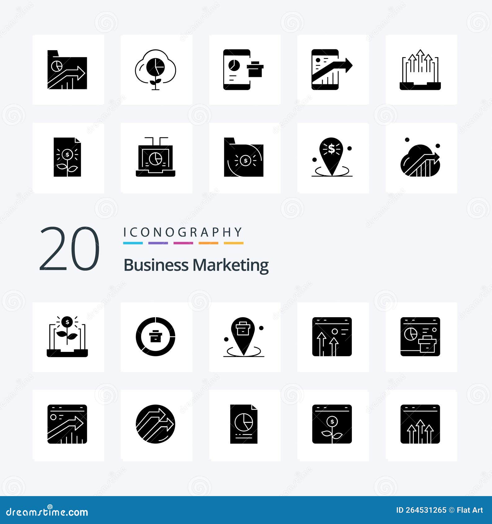 20 Business Marketing Solid Glyph Icon Pack Like Business Arrow Graph ...