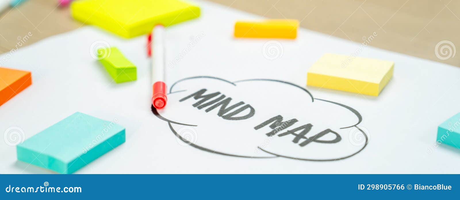 Marketing Strategy Mind Map and Sticky Notes Placed on Office Table ...