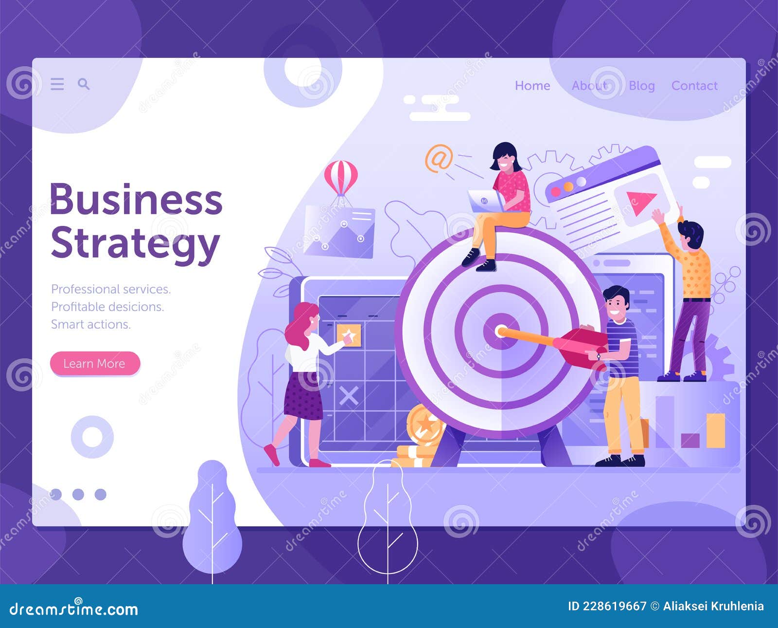 Business Marketing Strategy Web Banner in Flat Stock Vector ...