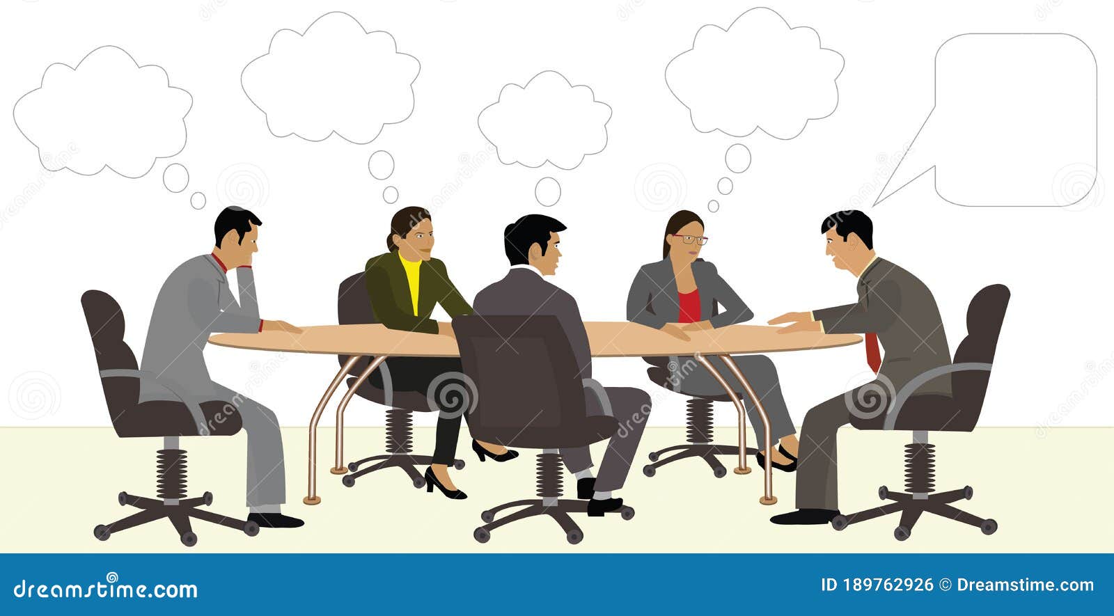 A Business Meeting with Speech Bubble and Think Bubbles Stock Vector ...