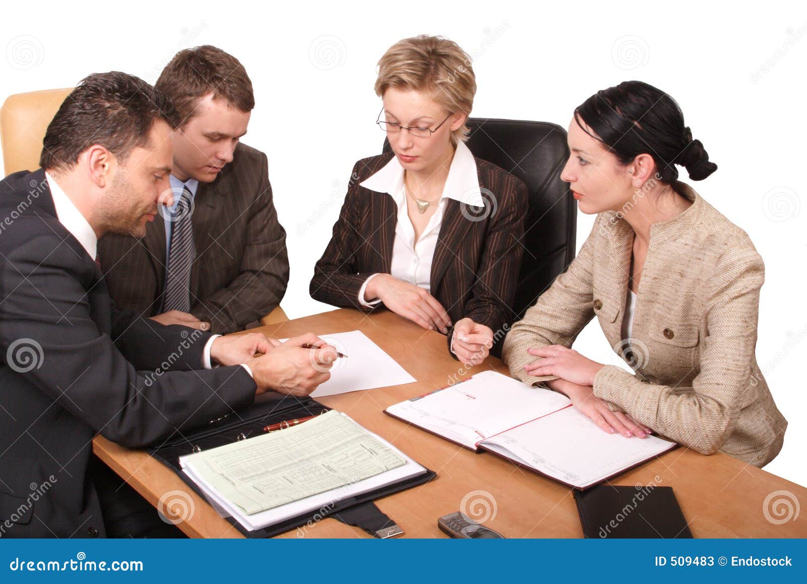 Business Meeting of 4 Persons - Isolated Stock Image - Image of ...
