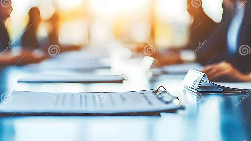 Business Meeting Backdrop with Documents and Silhouettes Stock ...