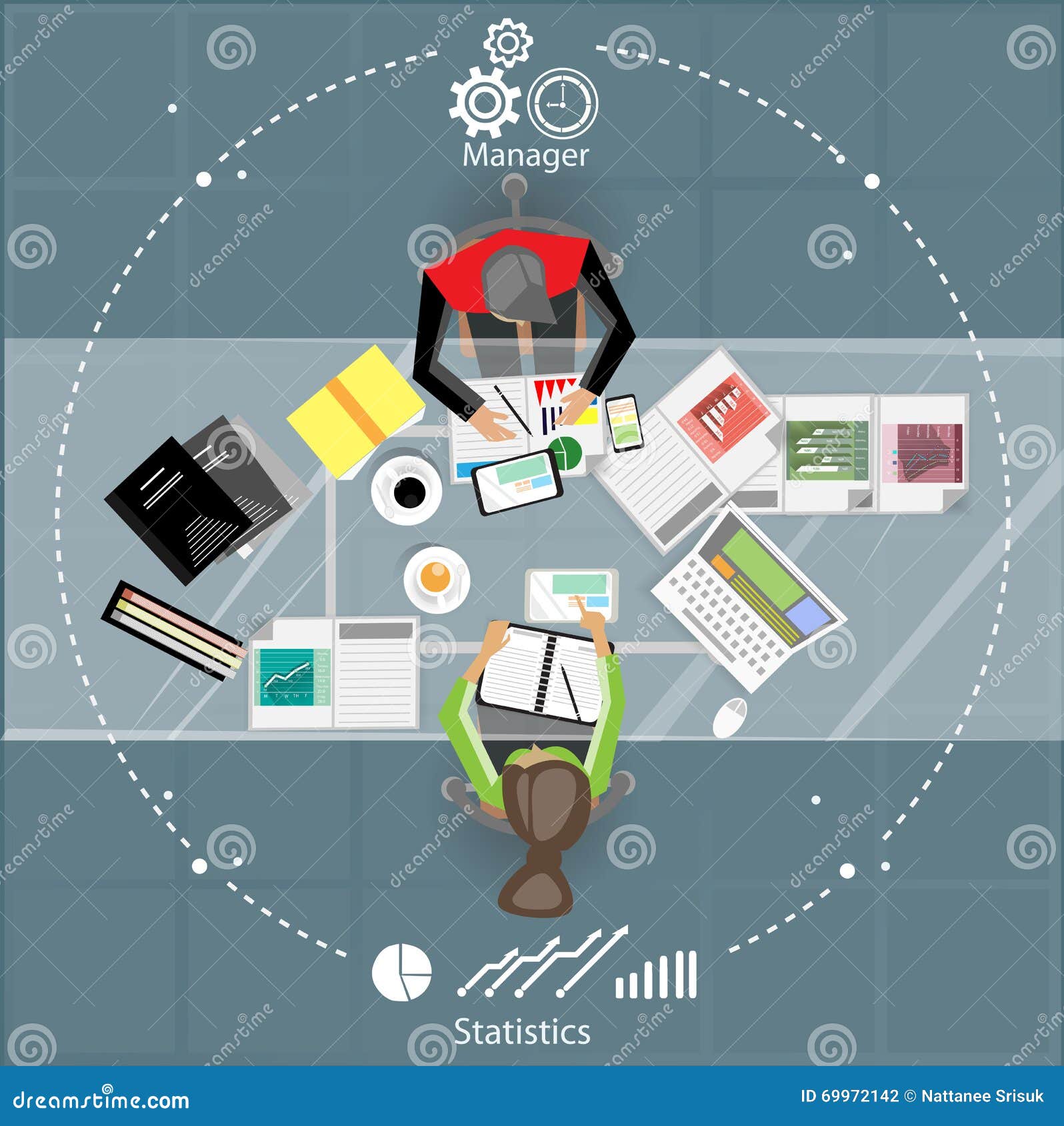 Business Meeting and Brainstorming. Flat Design Stock Vector ...