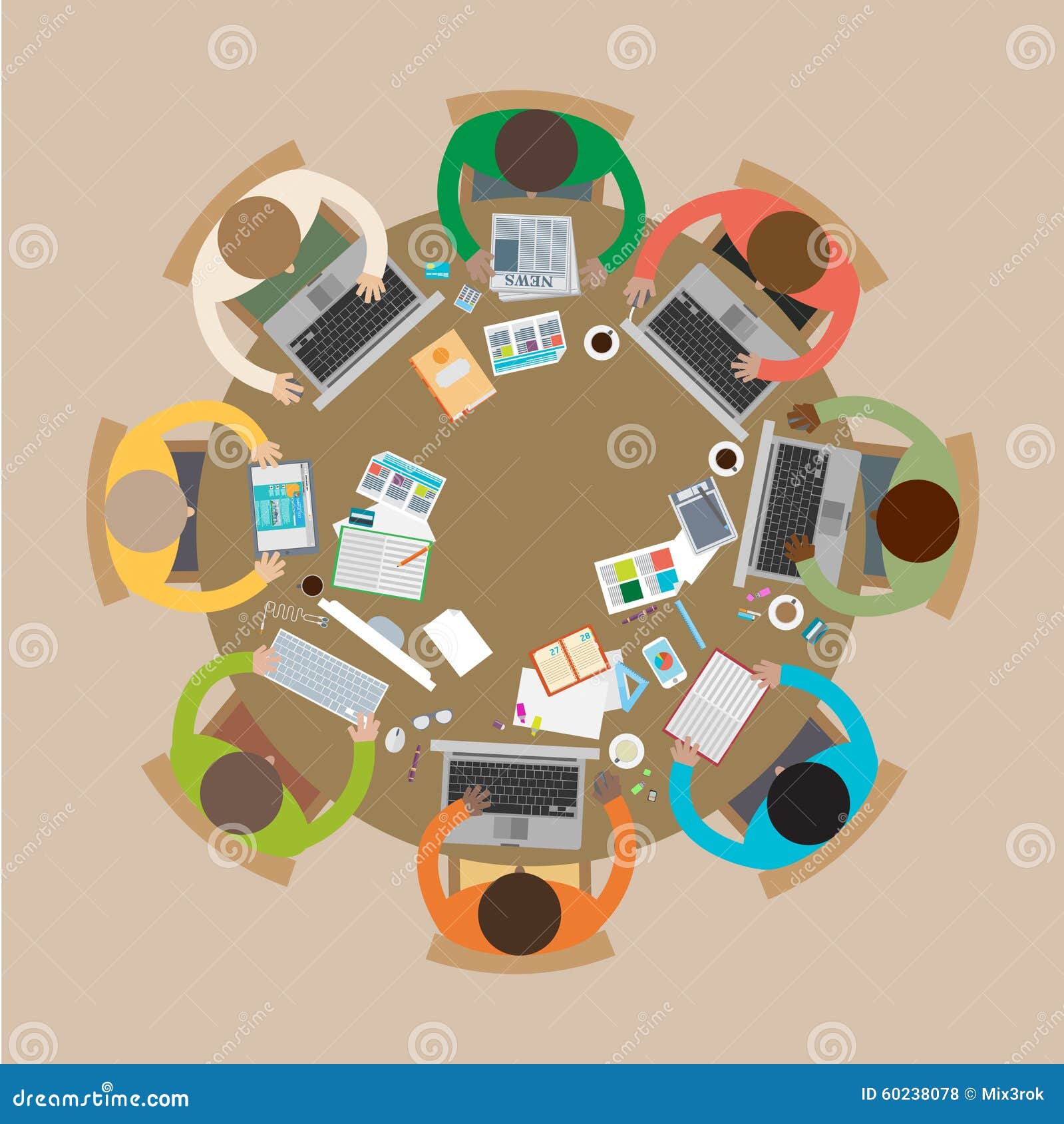 Business Meeting, Brainstorming in Flat Style. Stock Vector ...