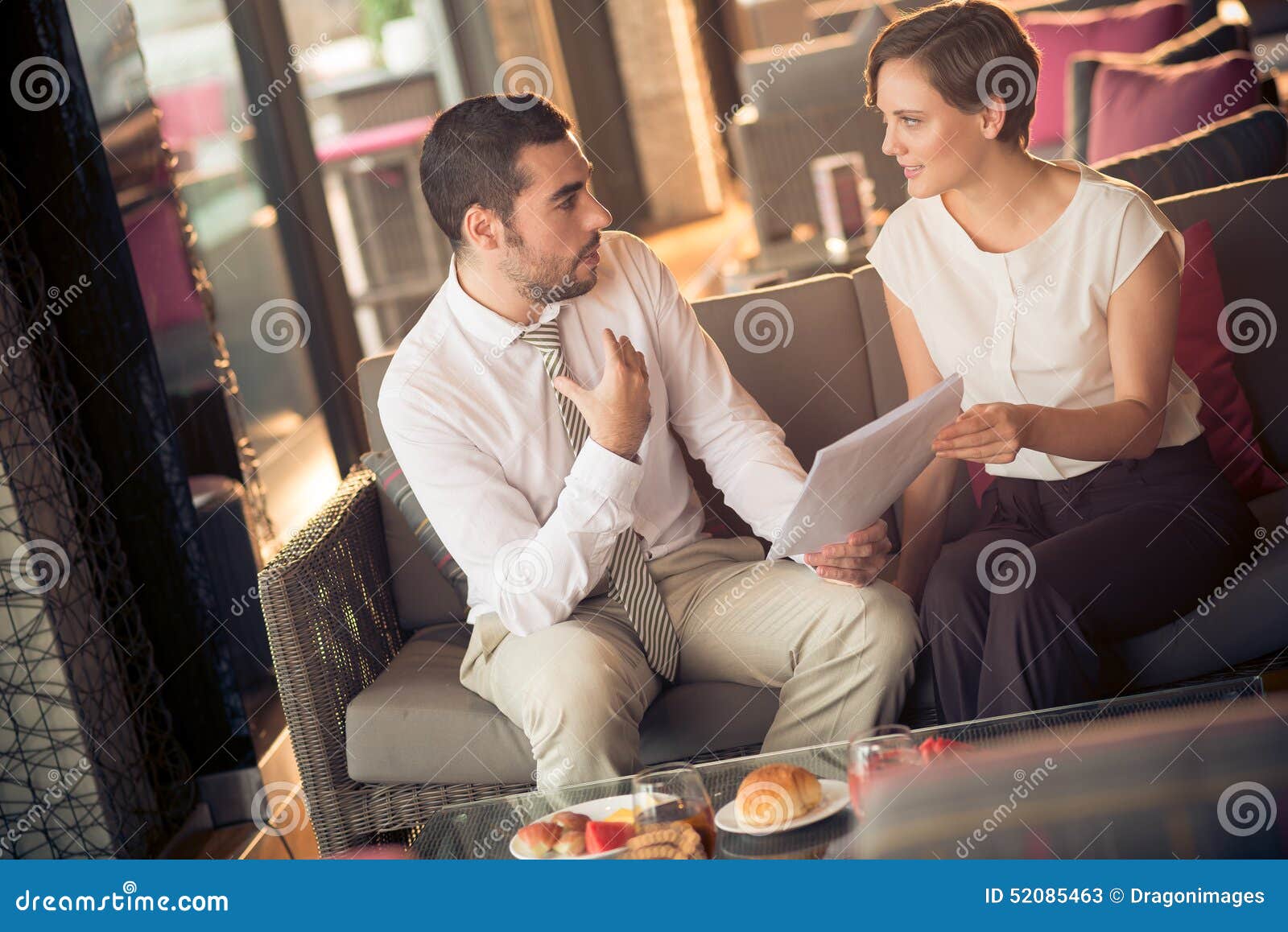 Business meeting in a cafe stock image. Image of cafe - 52085463