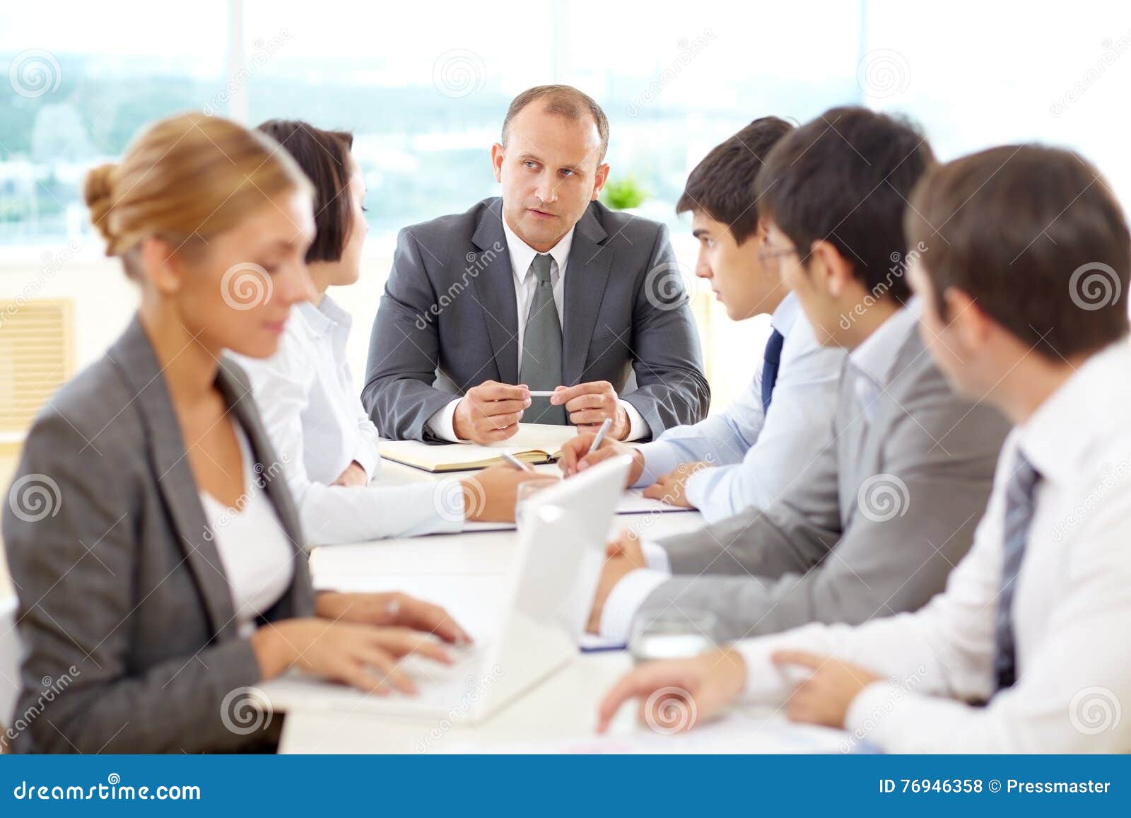 Business Meeting at Conference Table Stock Photo - Image of woman ...