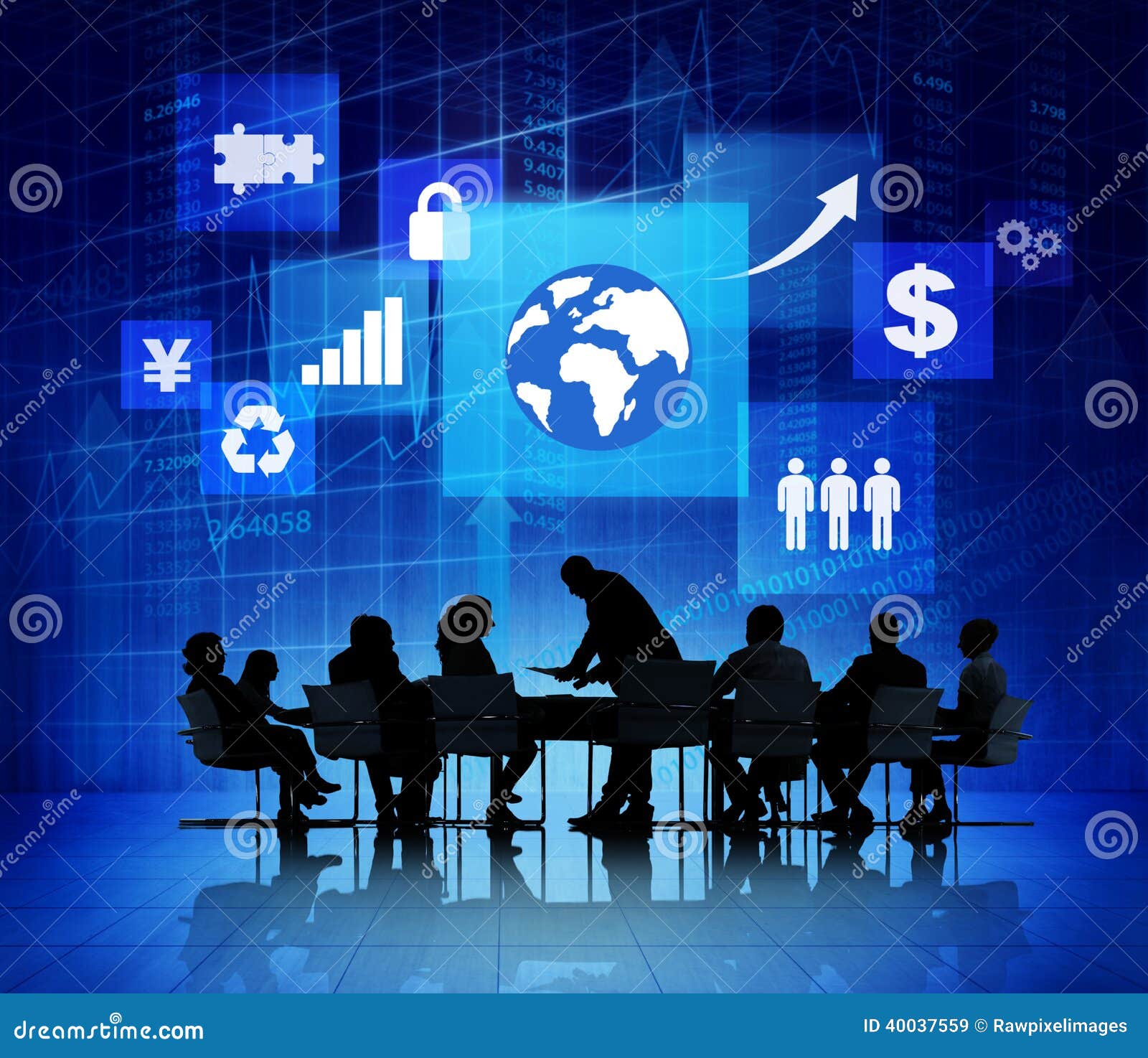 Business Meeting with Different Signs in the Background Stock Image ...