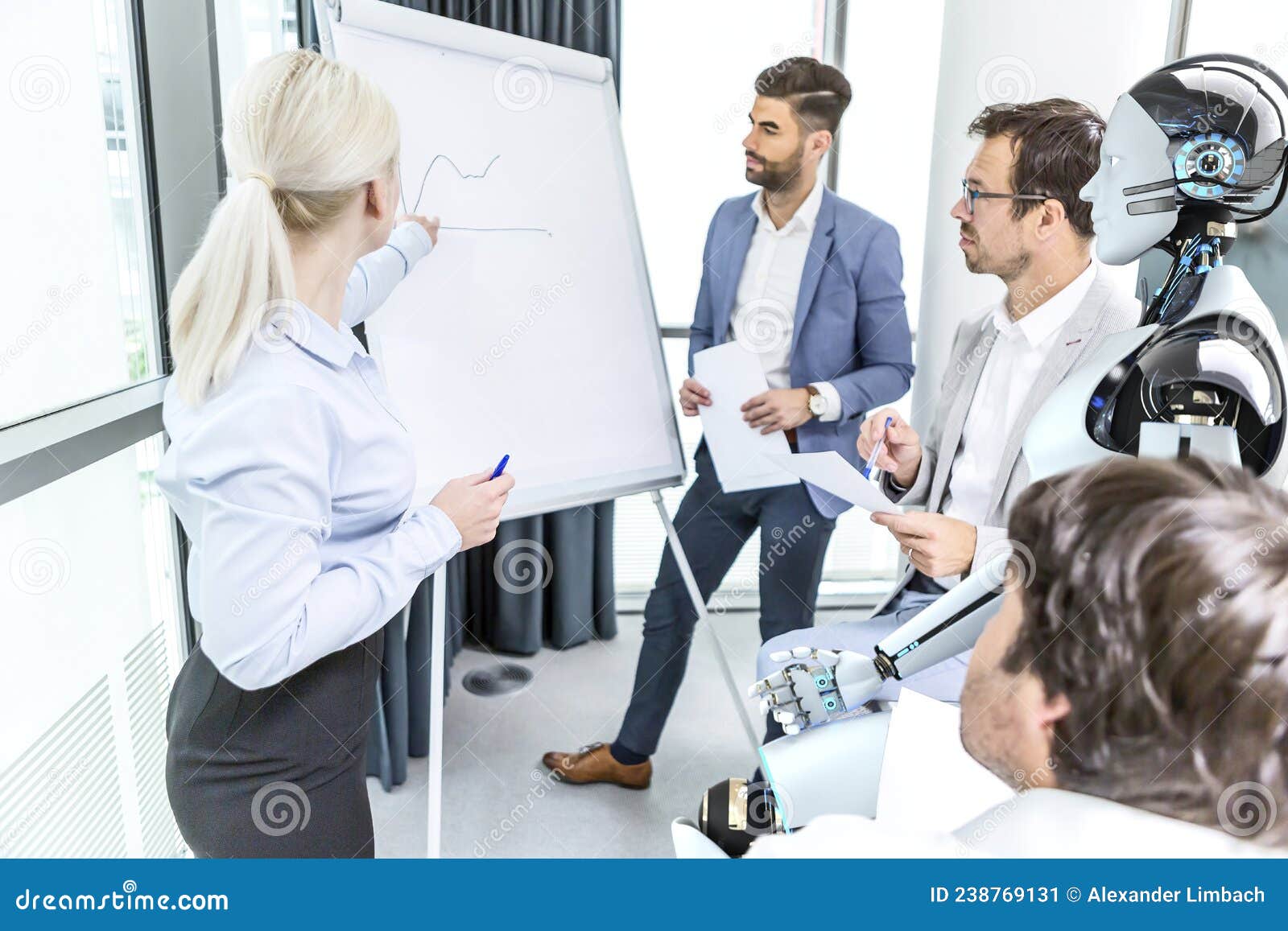 Business Meeting with a Humanoid Robot Stock Image - Image of meet ...