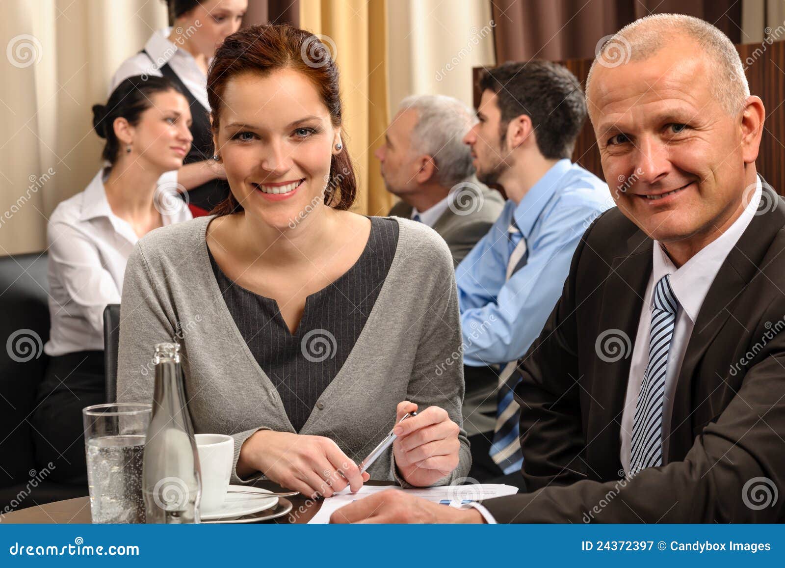 Business Meeting Executive People at Restaurant Stock Image - Image of ...