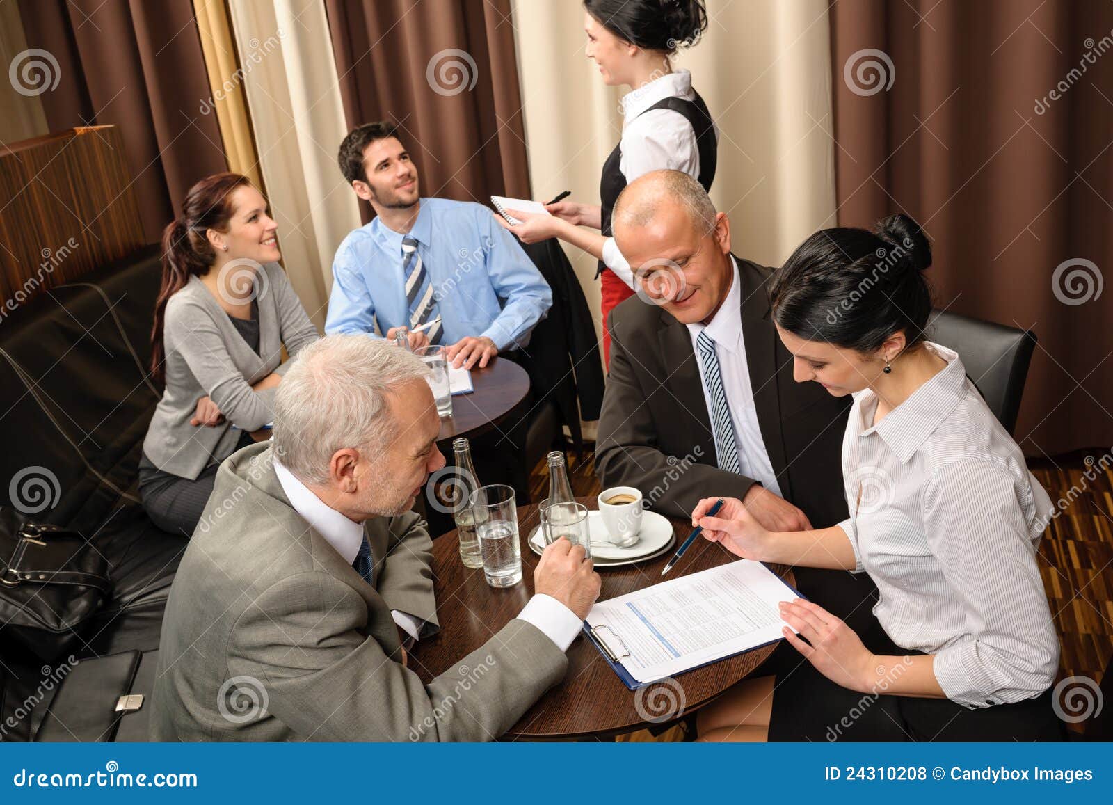 Business Meeting Executives Dealing at Restaurant Stock Photo - Image ...