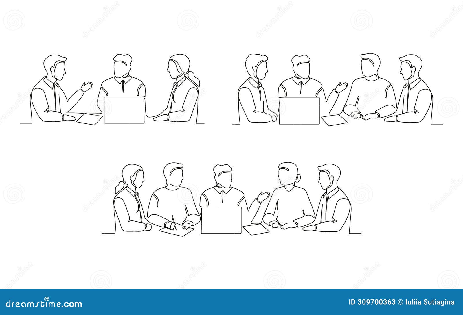 Business Meeting of Group Office People, Work on Laptop Set, Continuous ...